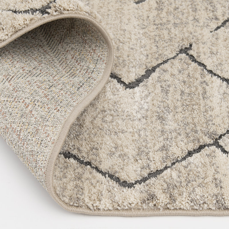 Bungalow Rose Pletcher Beige/Black Abstract Indoor Polyester Area Rug ...