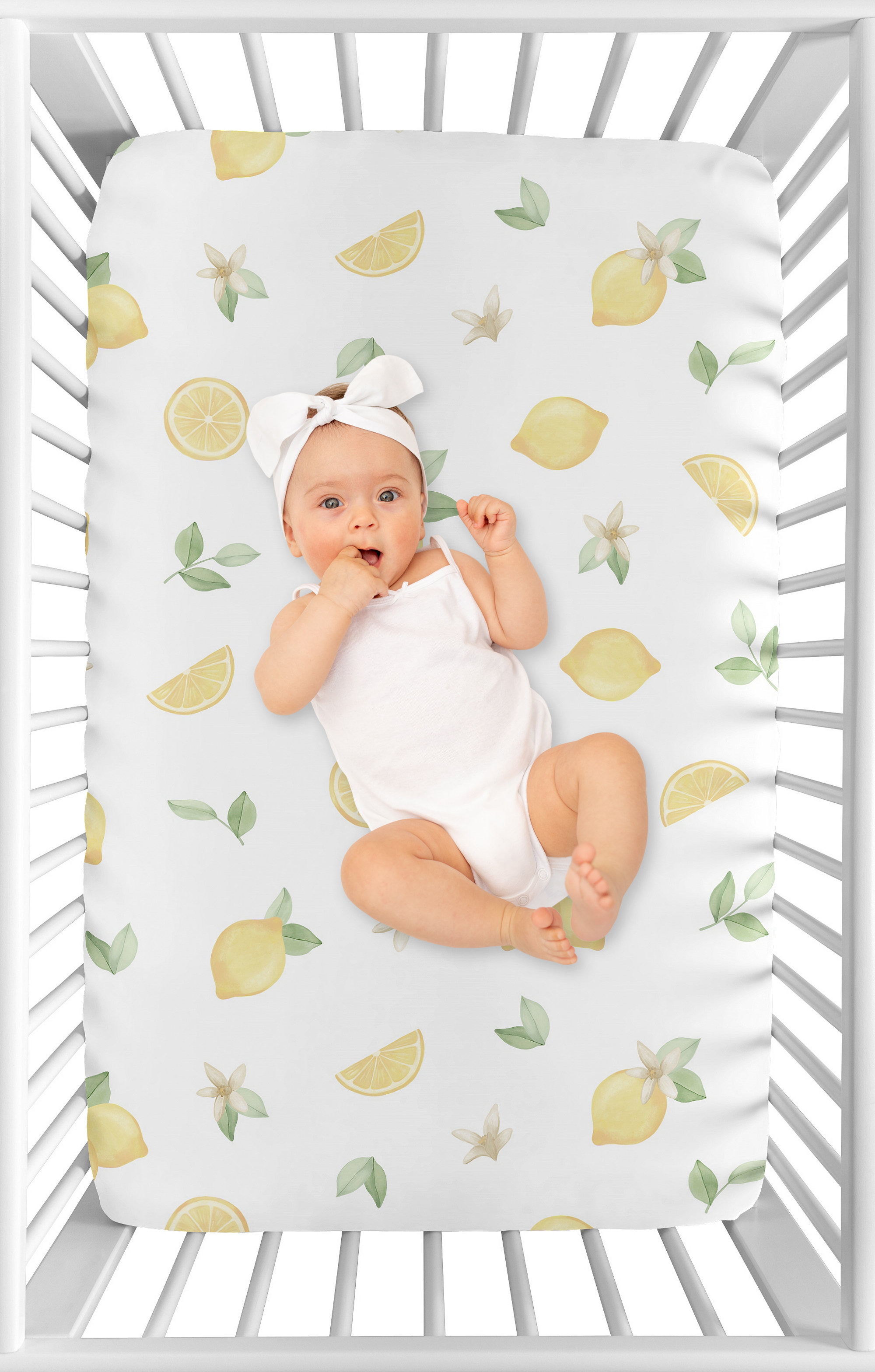 Sweet Jojo Designs Lemon Floral Mini Fitted Crib Sheet | Wayfair
