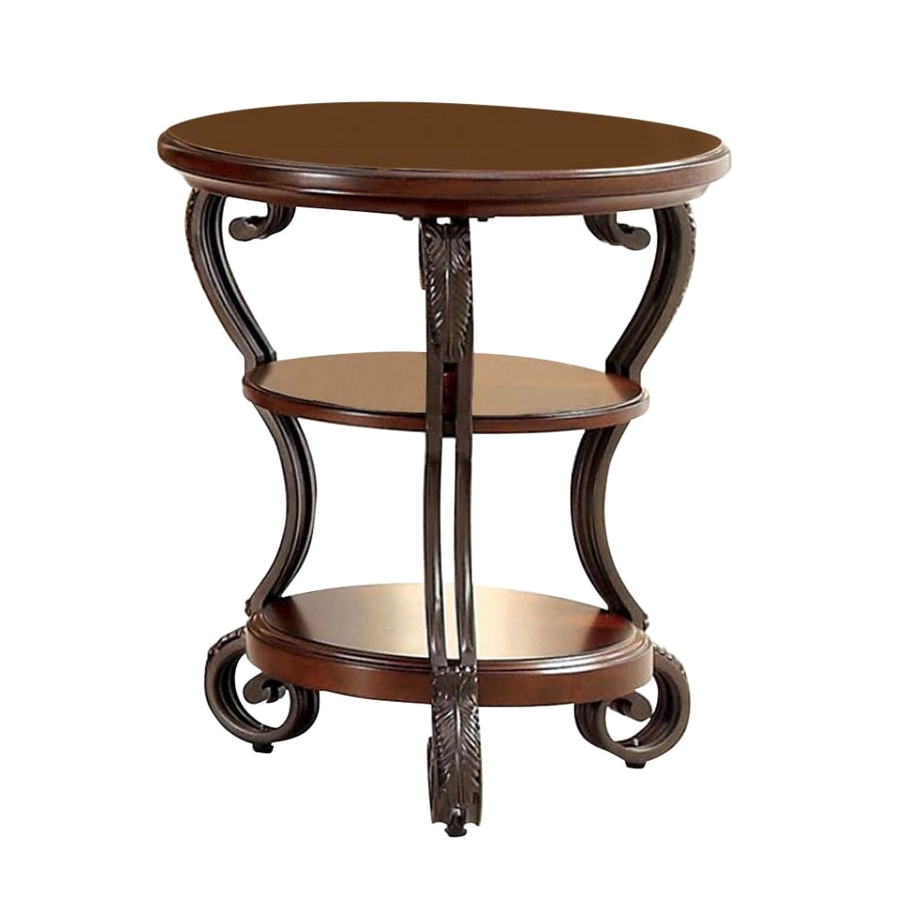 Latitude Run® Adwin Traditional Style Side Table, Brown Cherry, Ornate ...