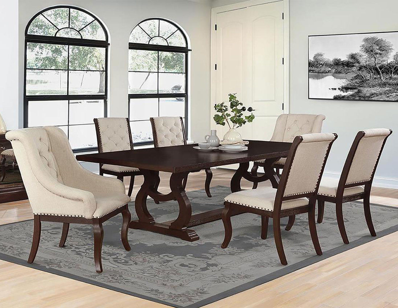 Darby Home Co Ahull 5 - Piece Extendable Trestle Dining Set in Cream ...