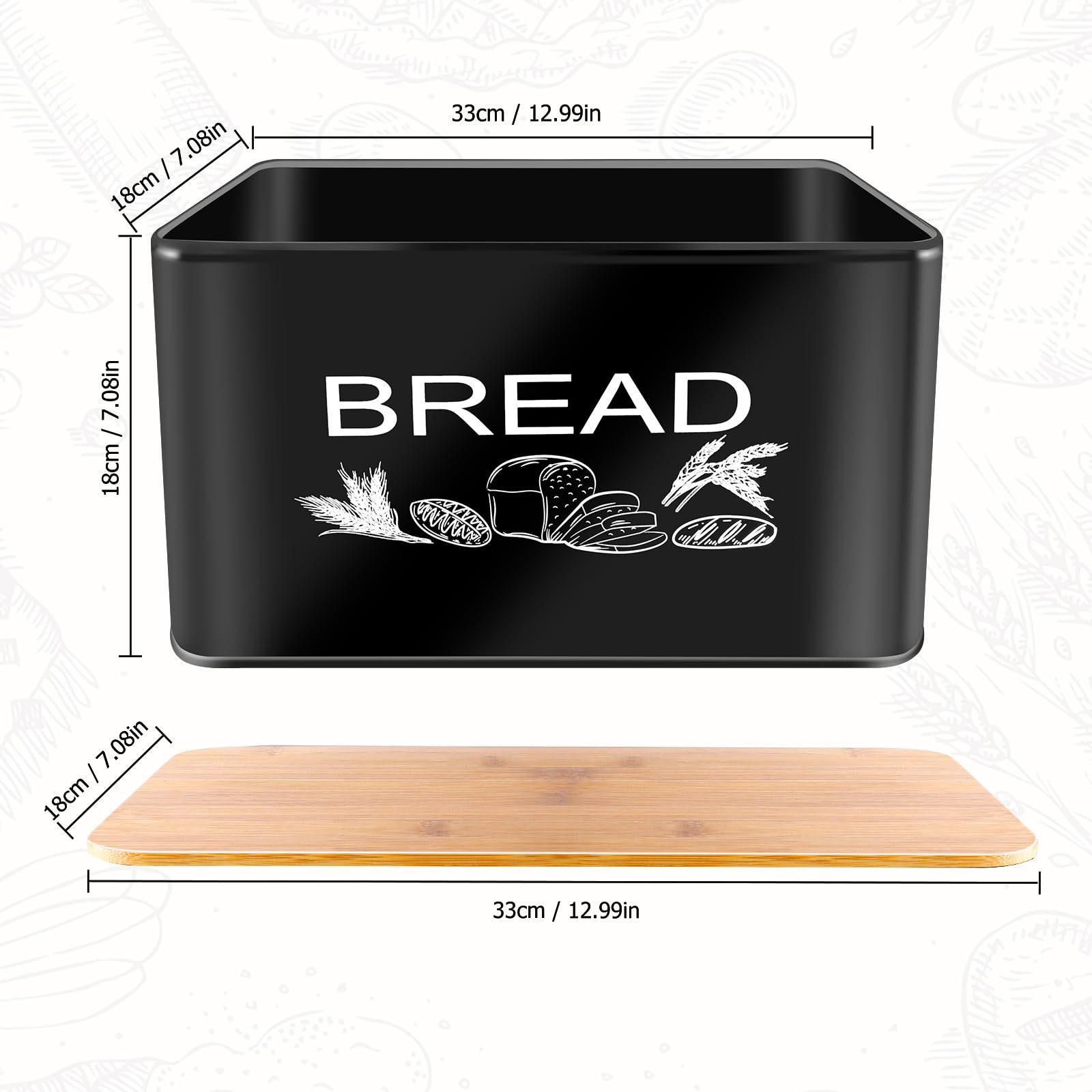 Rosalind Wheeler Black Bread Box, Extra Large Space Saving Vertical ...