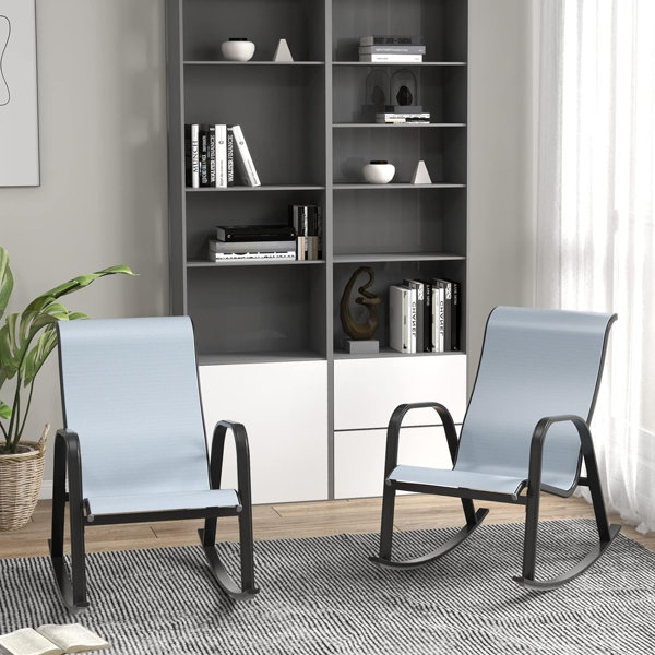 olilawn Outdoor Rocking Chair Mesh Sling Rocker Seating Outside For ...