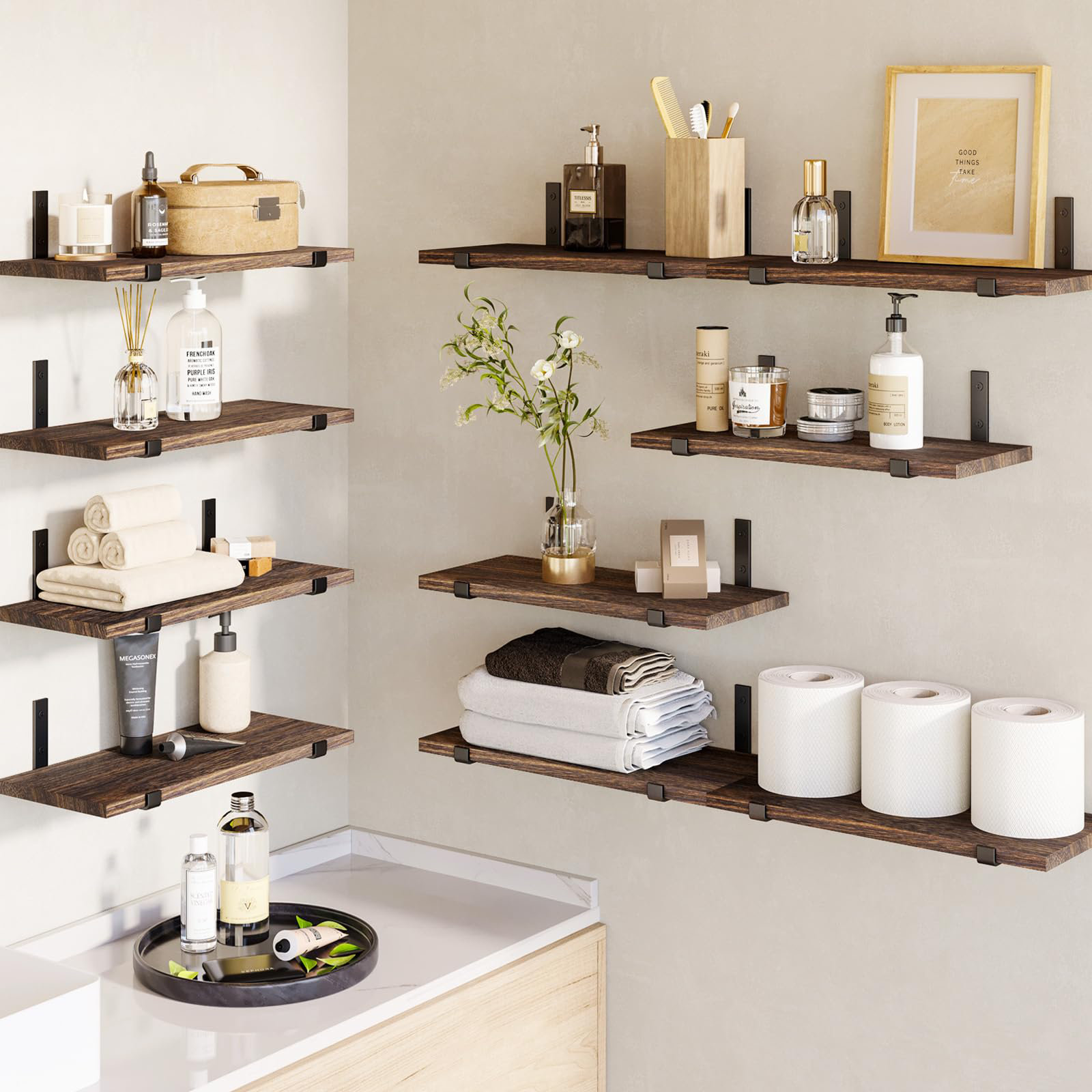Hokku Designs Farmhouse Floating Shelves, Set of 10 - Wayfair Canada