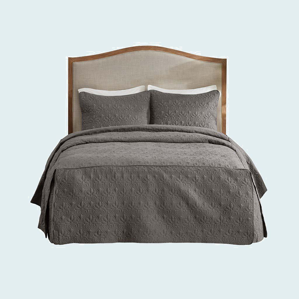 YD Teck 3 Piece Split Corner Pleated Quilted Bedspread | Wayfair
