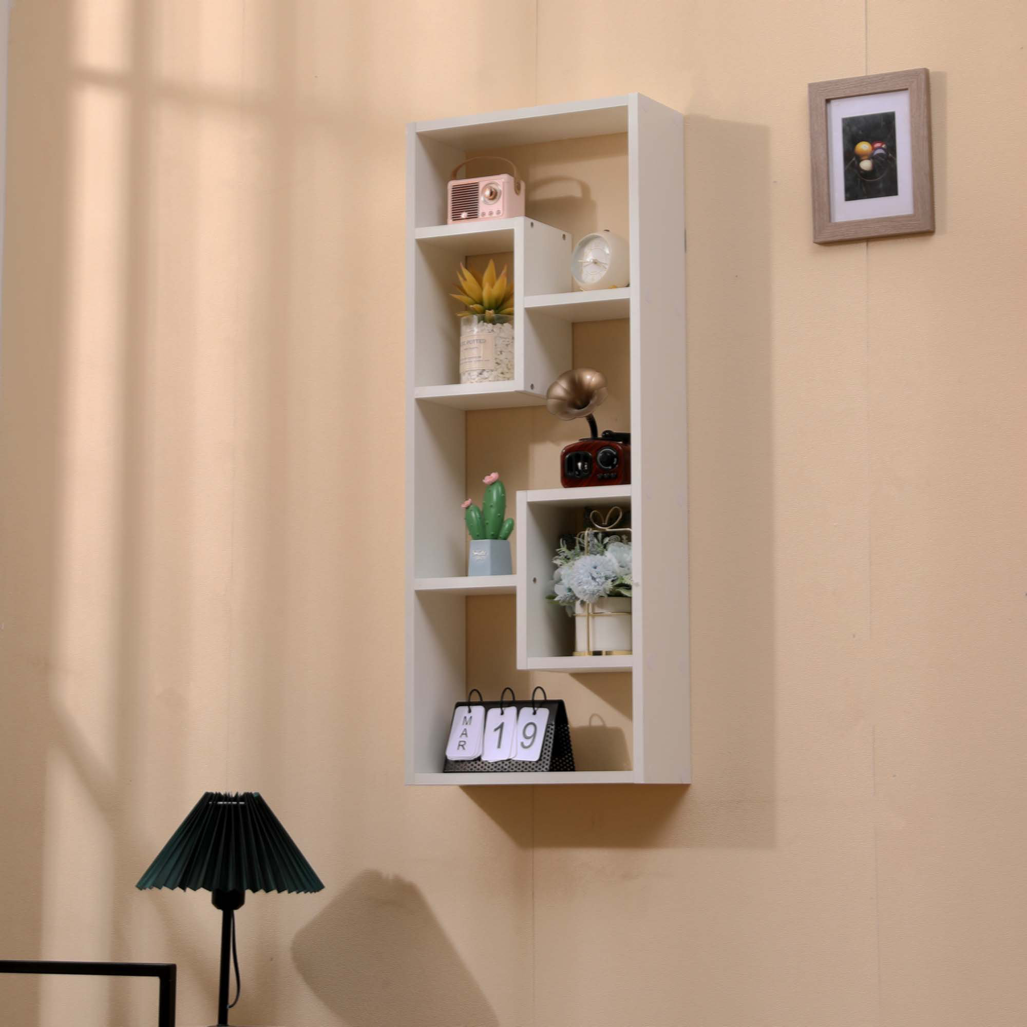 Ebern Designs Bookshelf, Freestanding Wood Open Bookcase With 5 Cubes ...