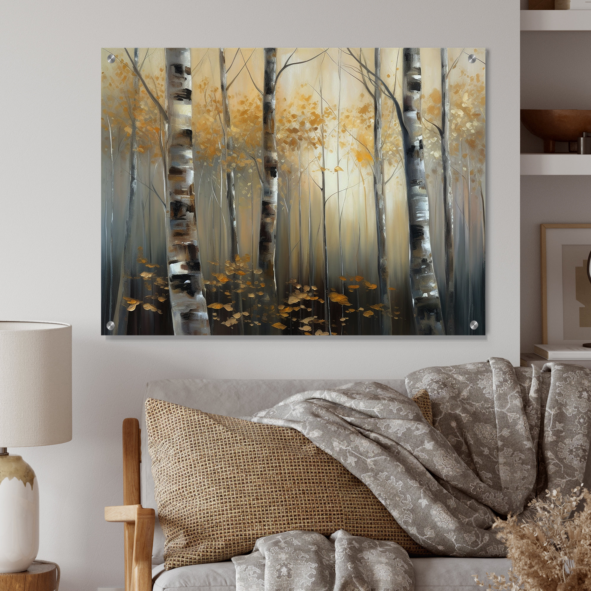 Millwood Pines Birch Tree Dense Forest IV - Tree Acrylic Wall Art For ...