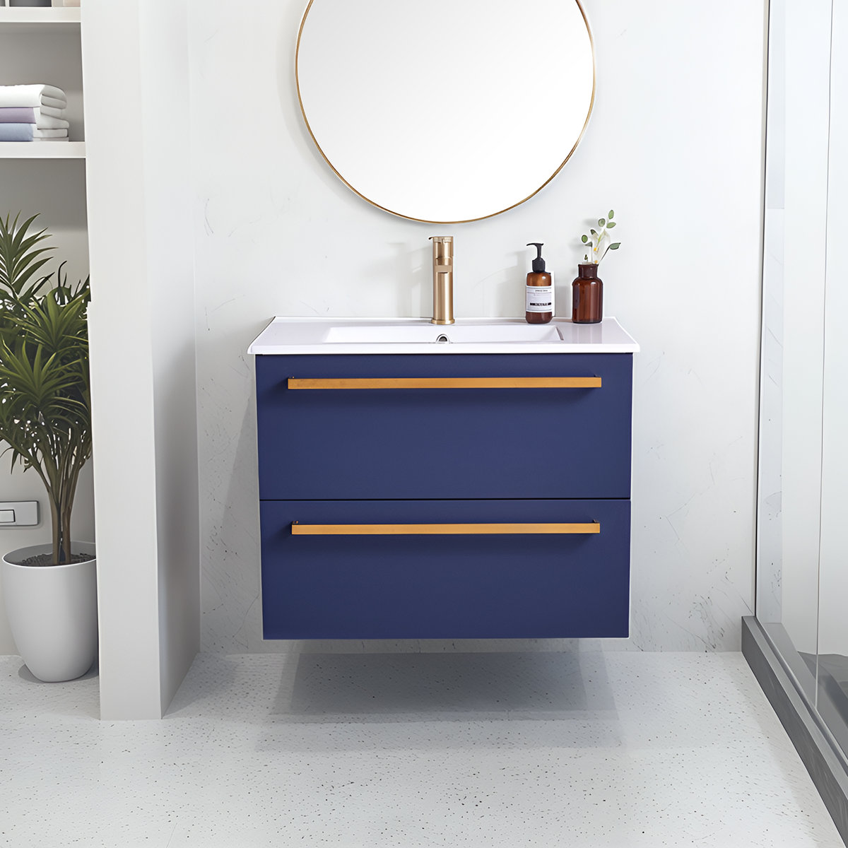 Mercer41 30" Modern Blue Floating Bathroom Vanity | Wayfair
