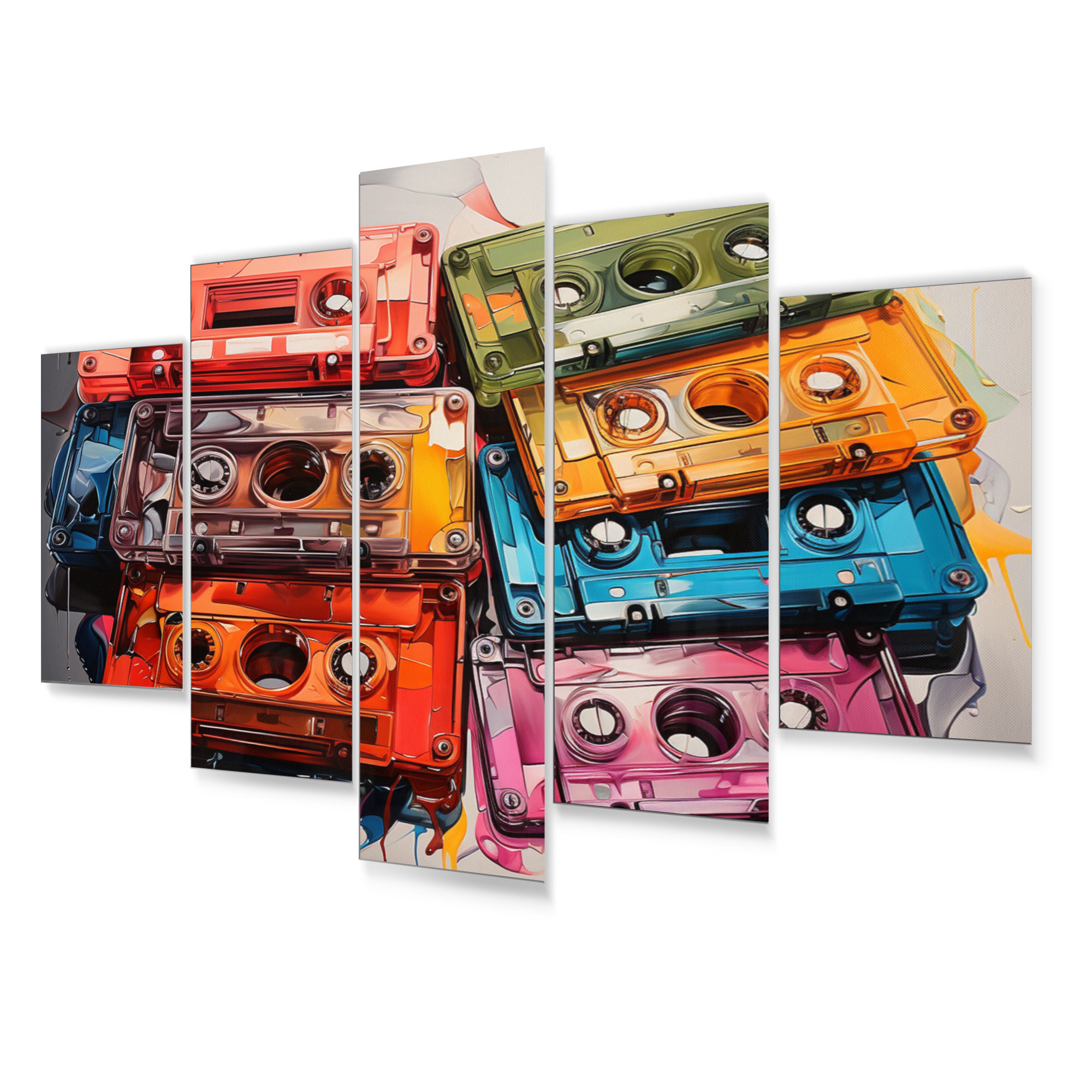 Design Art Popart Cassette Tapes III - Music Metal Wall Art Prints Set ...