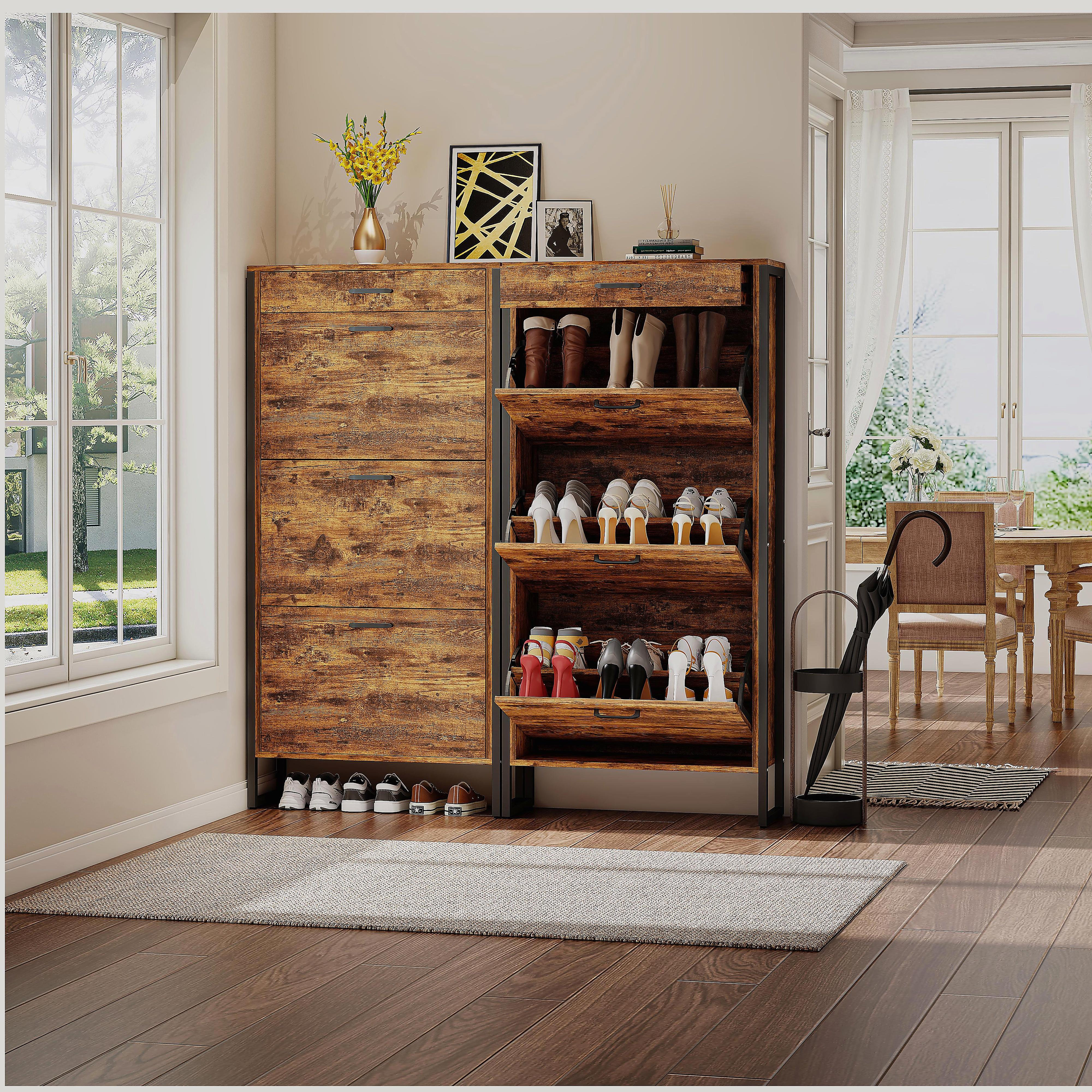 One Allium Way® Shoe Storage Cabinet with 3 Flip Drawers&1 Drawer, Slim ...