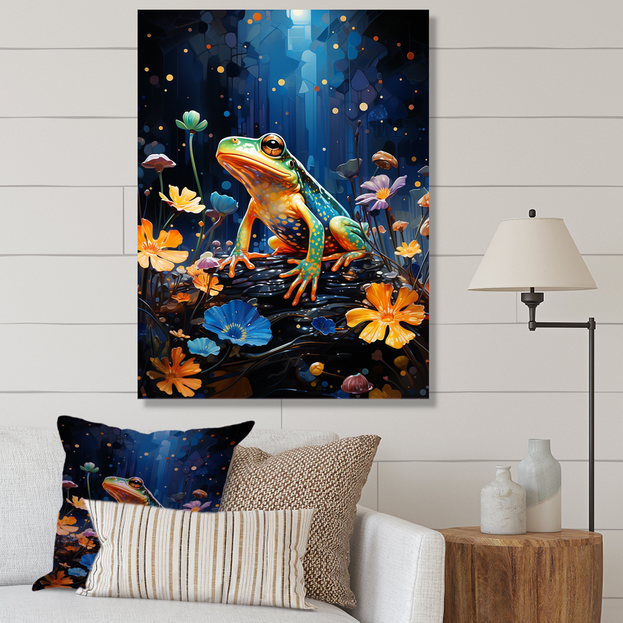 Winston Porter Orange Frog on Glass Effect I - Print on Canvas | Wayfair