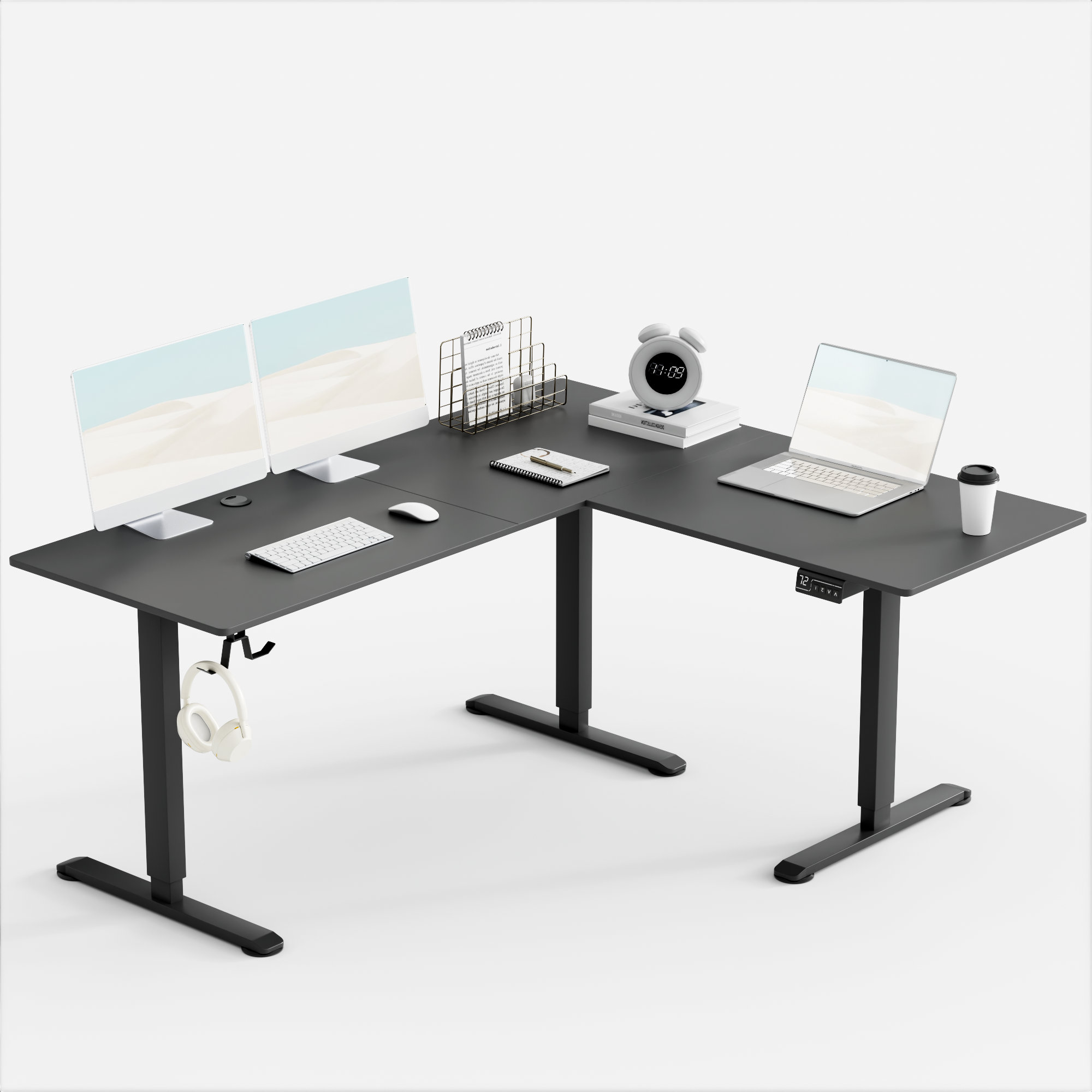 Devoko 63" L Shaped Home Office Height Adjustable Electric Standing ...