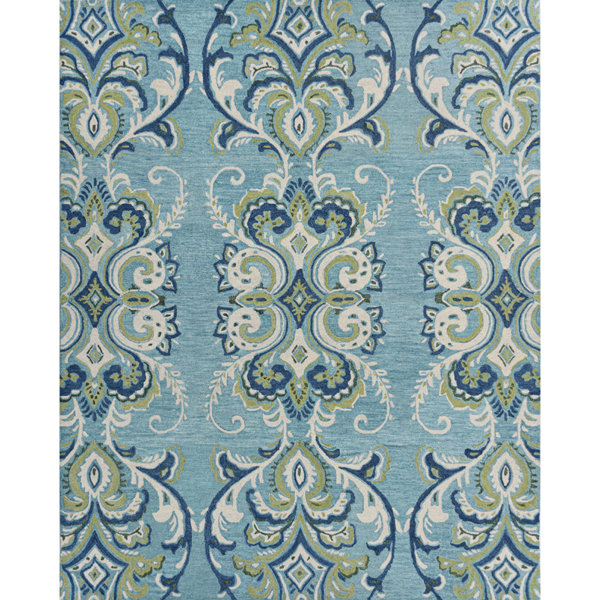 CompanyC Adelaide Hand Hooked Aqua/Green/Ivory Wool Rug | Wayfair