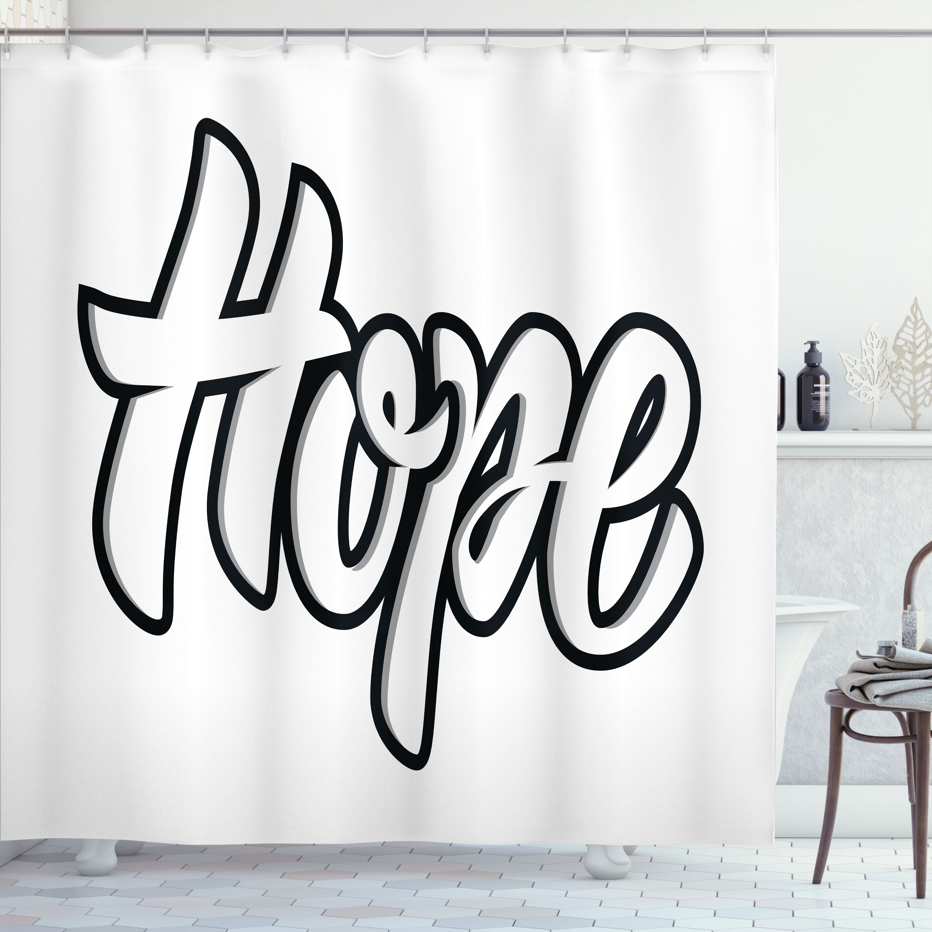 George Oliver Hope Shower Curtain Hand Drawn Uplifting Words | Wayfair