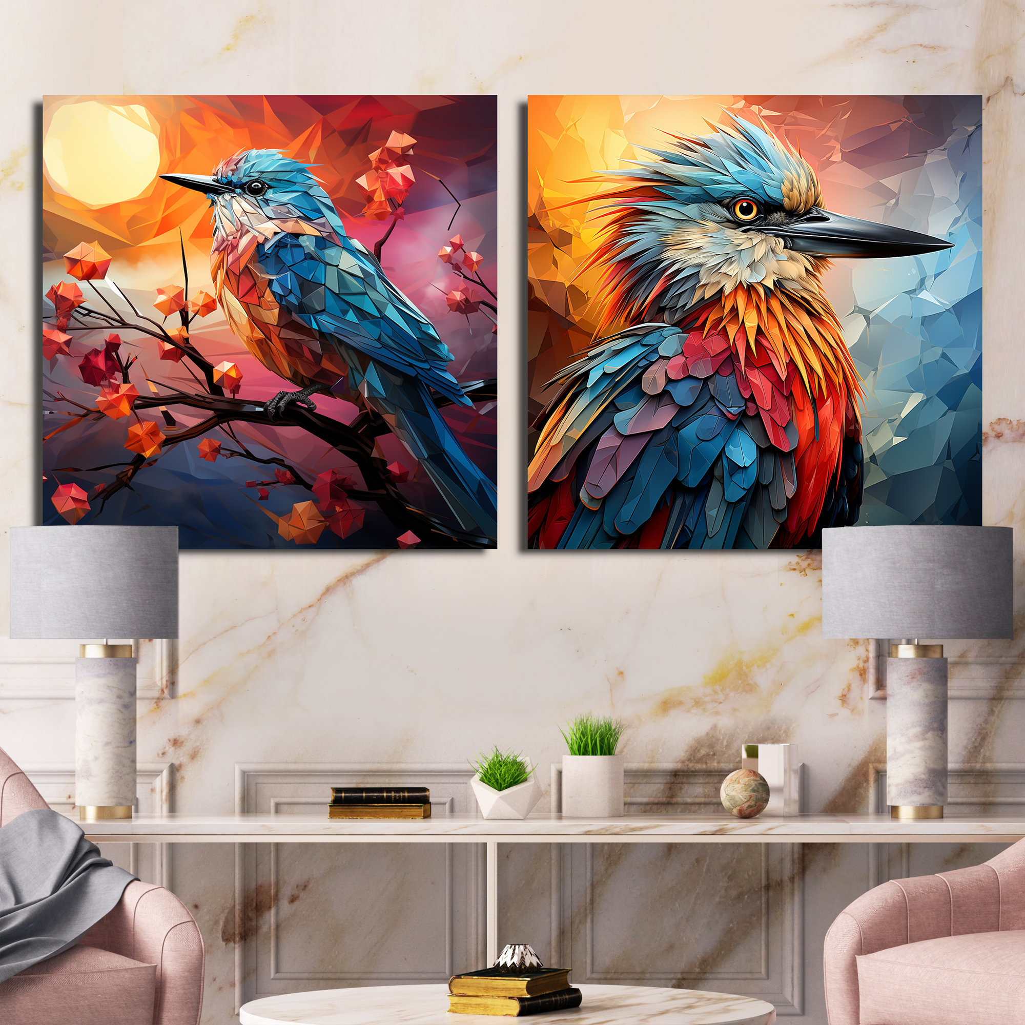 Winston Porter Bird Cubist Skies - Animals Bird Square Collage Set Of 2 ...