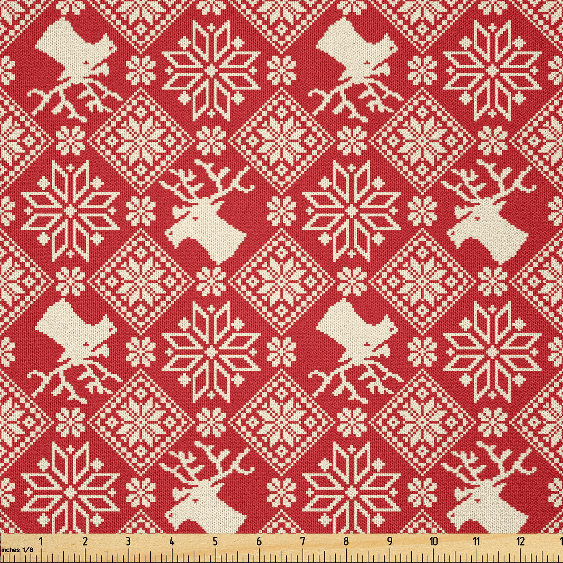 The Seasonal Aisle Alhan Northern Reindeer Flora Multi-Purpose Fabric ...