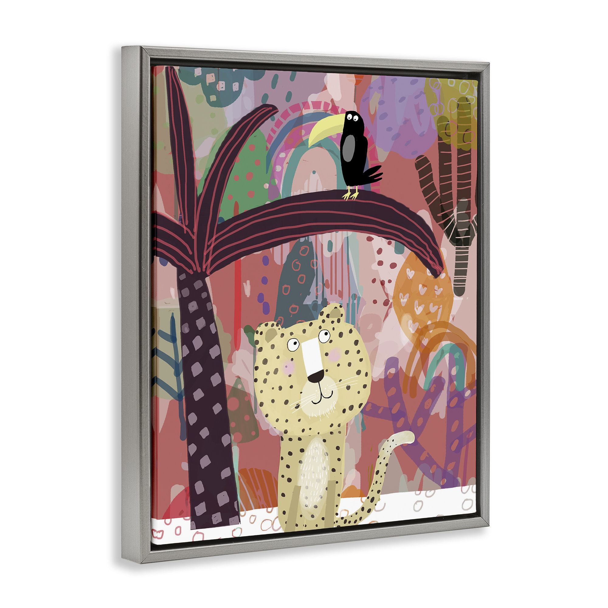 Latitude Run® Whimsical Cheetah & Toucan Floating Frame, design by ...