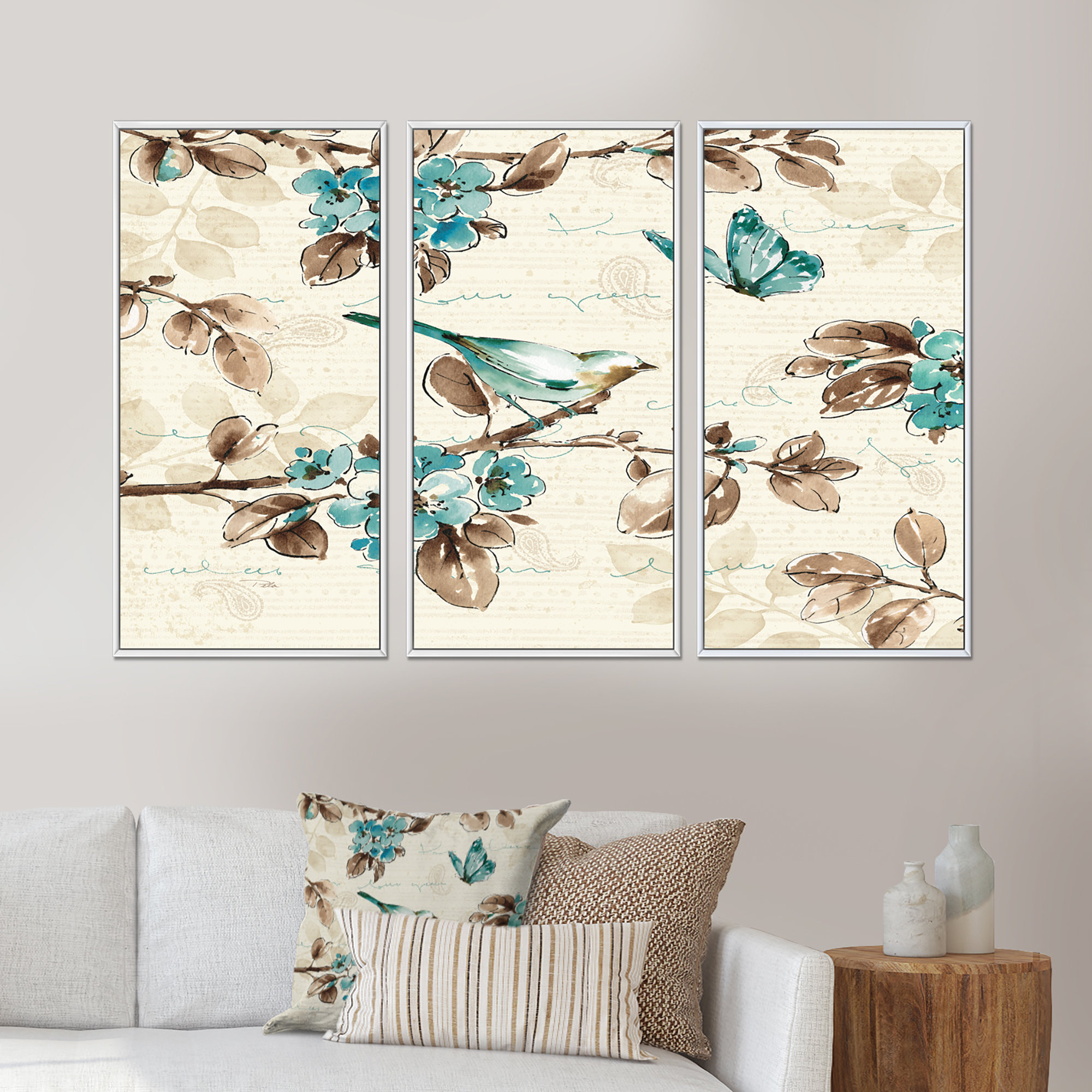 DesignArt " Beige Bird Wings III " 3 - Pieces - Wayfair Canada