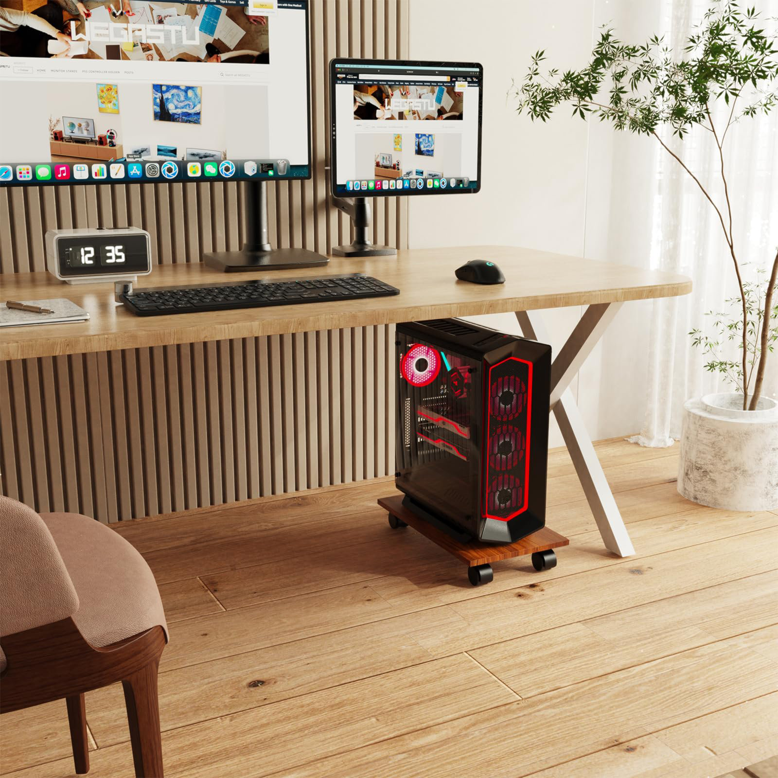 HUDSON & ASHTON LLC Mobile CPU Stand With 4 Casters, Suitable For Most ...