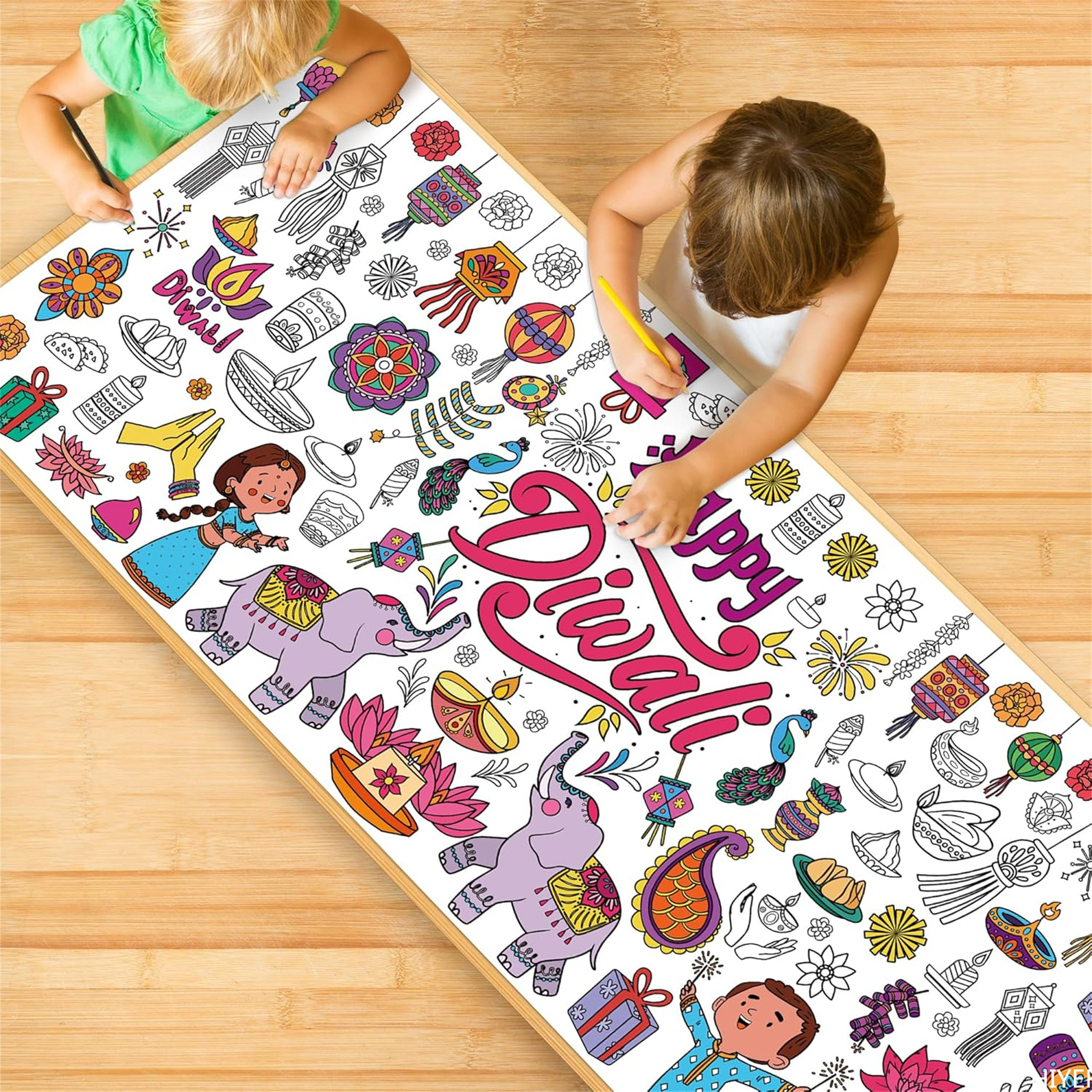 JAJALUYA Diwali Giant Colouring Poster/Tablecloth - Wayfair Canada