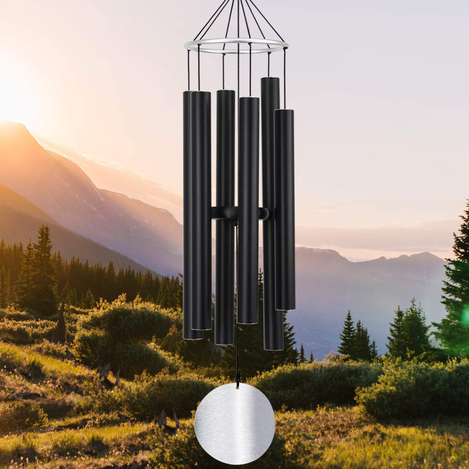 Arlmont & Co. Large 36 Inch Height Wind Chimes Large Deep Tone Aluminum ...