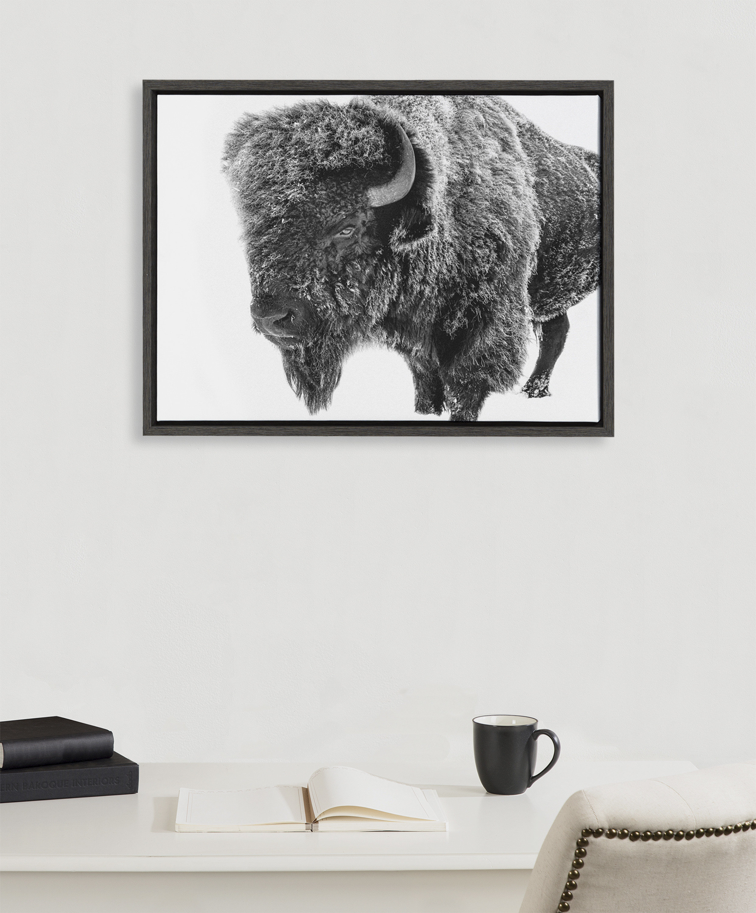 Union Rustic Latitude Run® Sylvie Bison In Snow And Framed Canvas By ...