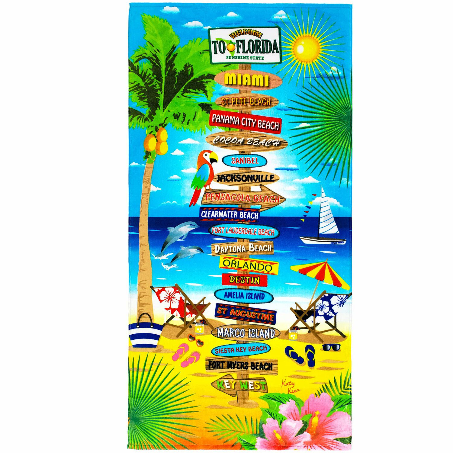 Rosecliff Heights Golden State Sunset Beach Towel - 100% Soft Cotton ...