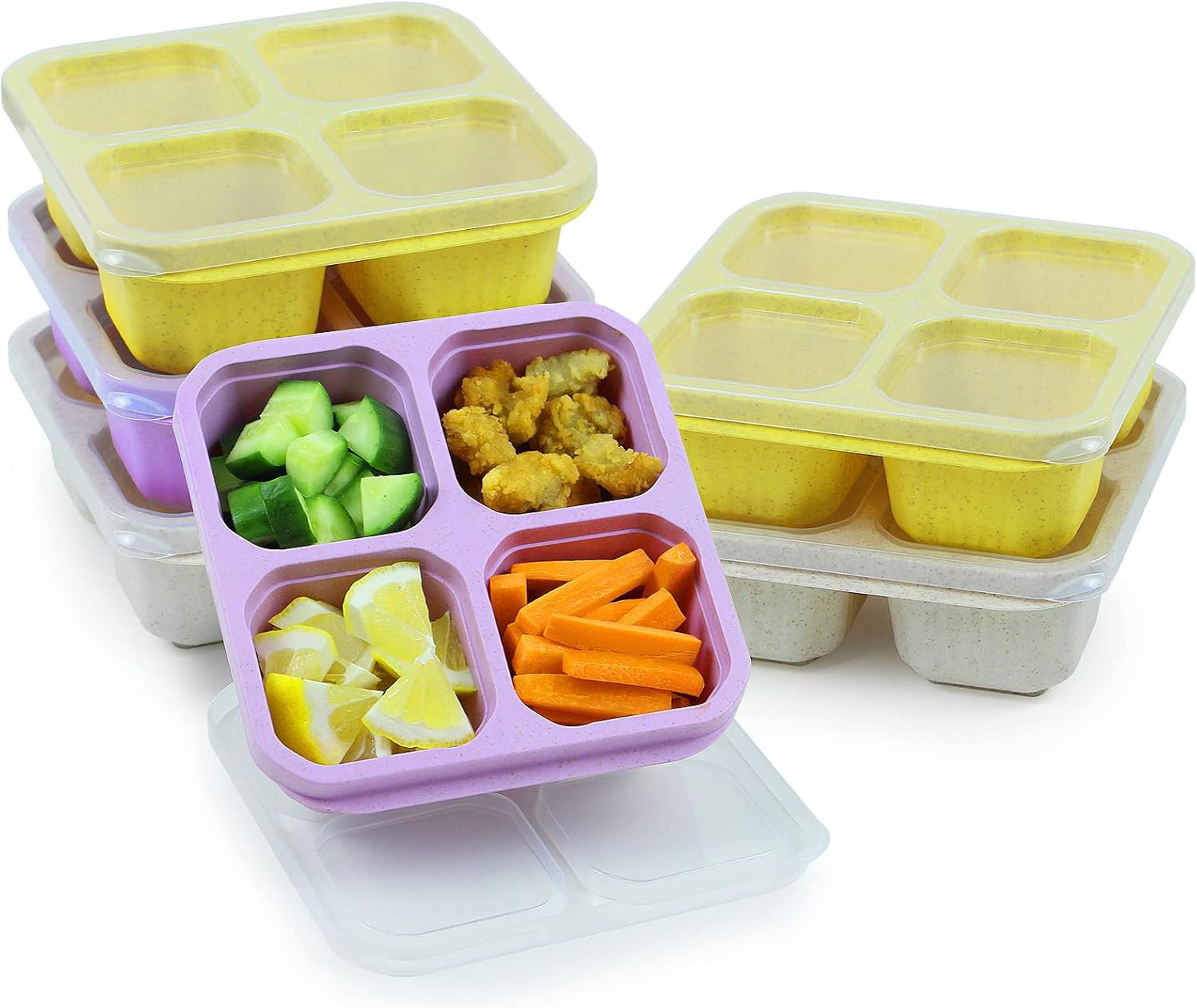 Mint Pantry® 6 Pack Snack Containers, 4 Compartment Lunchable ...