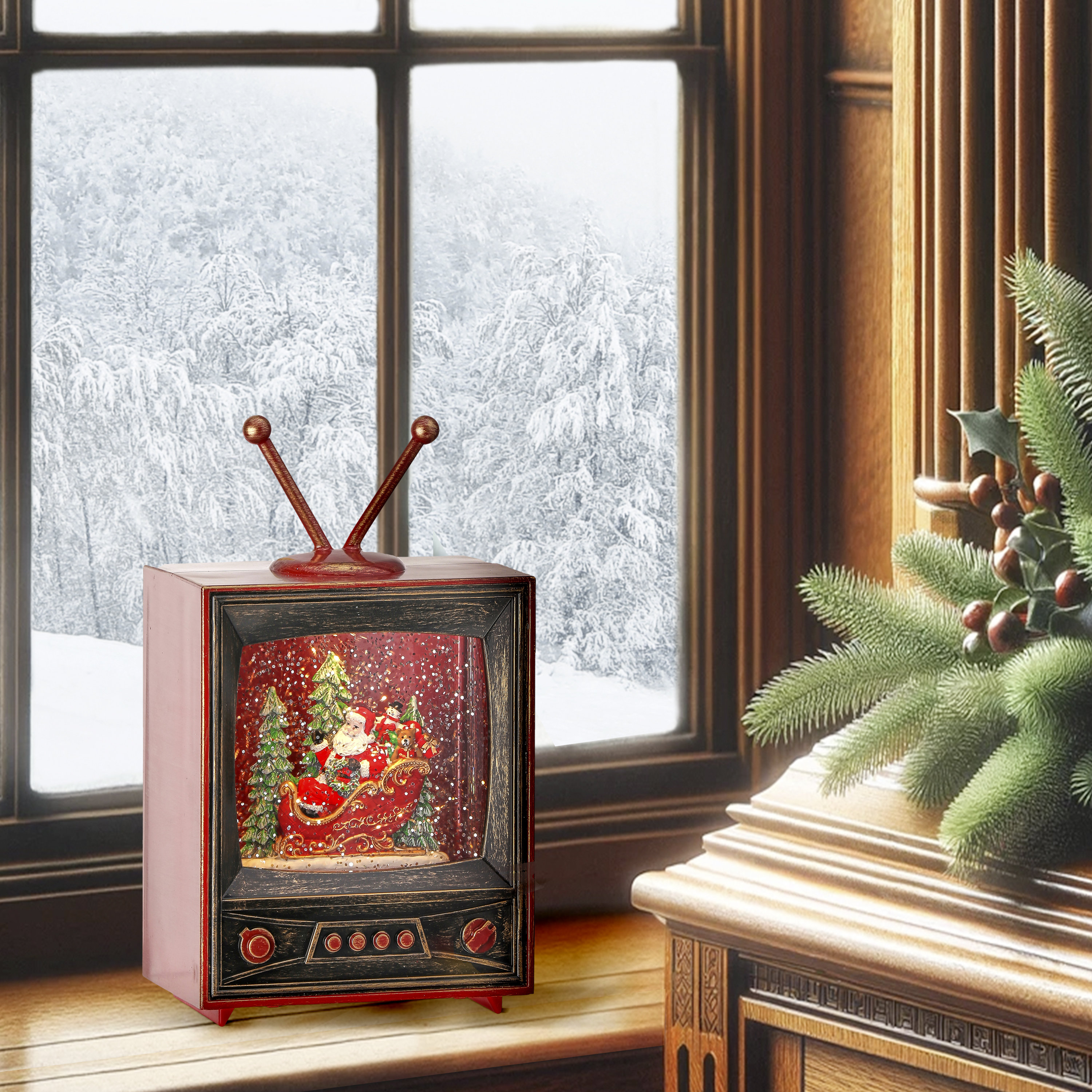 The Holiday Aisle® 6.5" Led Santa Tv Water Globe | Wayfair