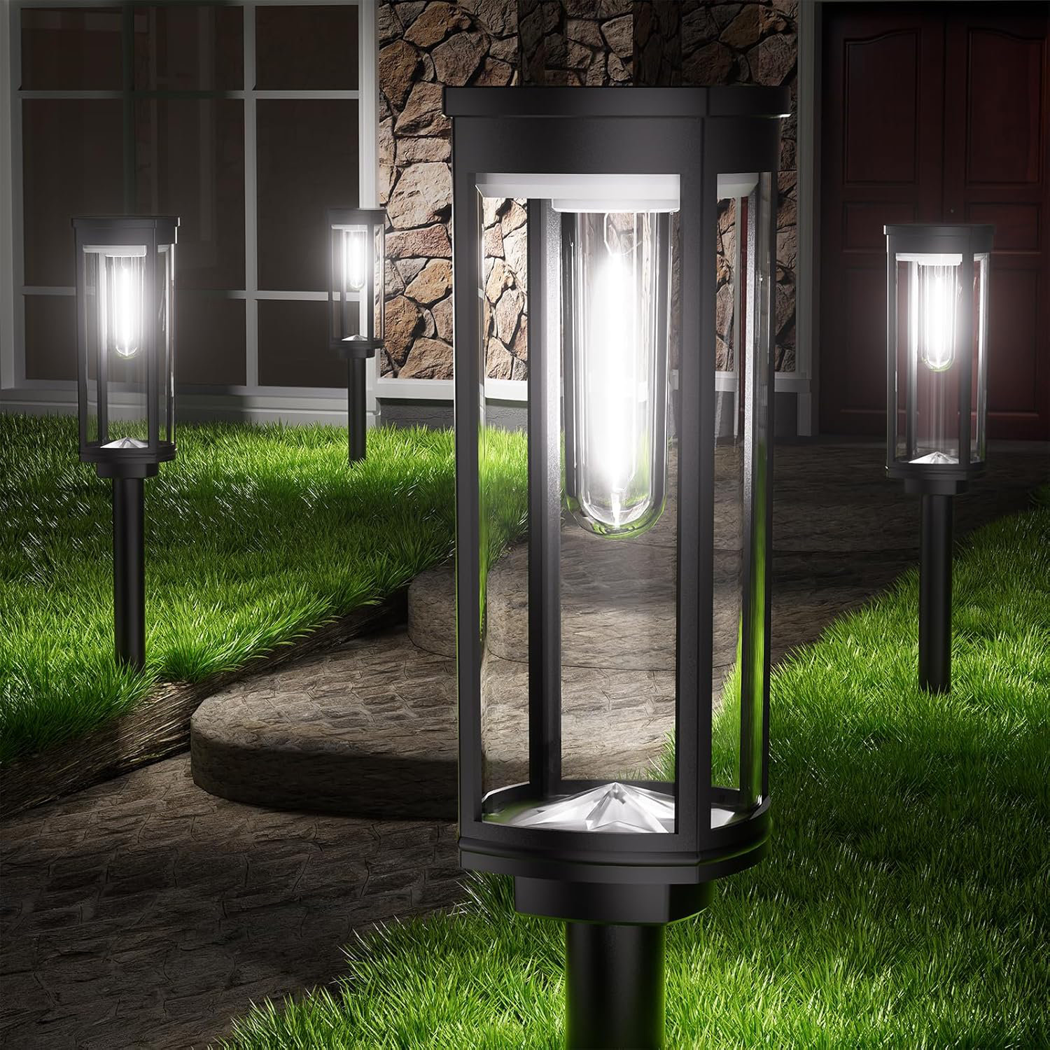 CUCULIDAE Solar Powered Integrated Led Cylinder Pathway Light Pack Cool ...