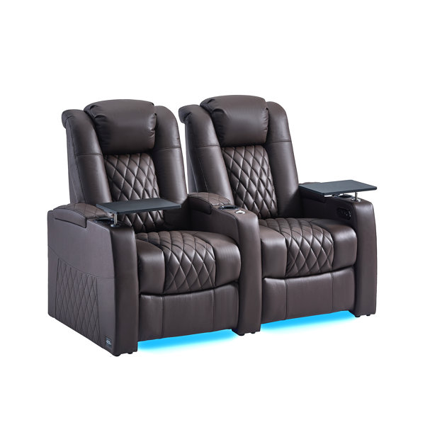 Brayden Studio® Leather Home Theater Seating Dual Power Movie Theater ...