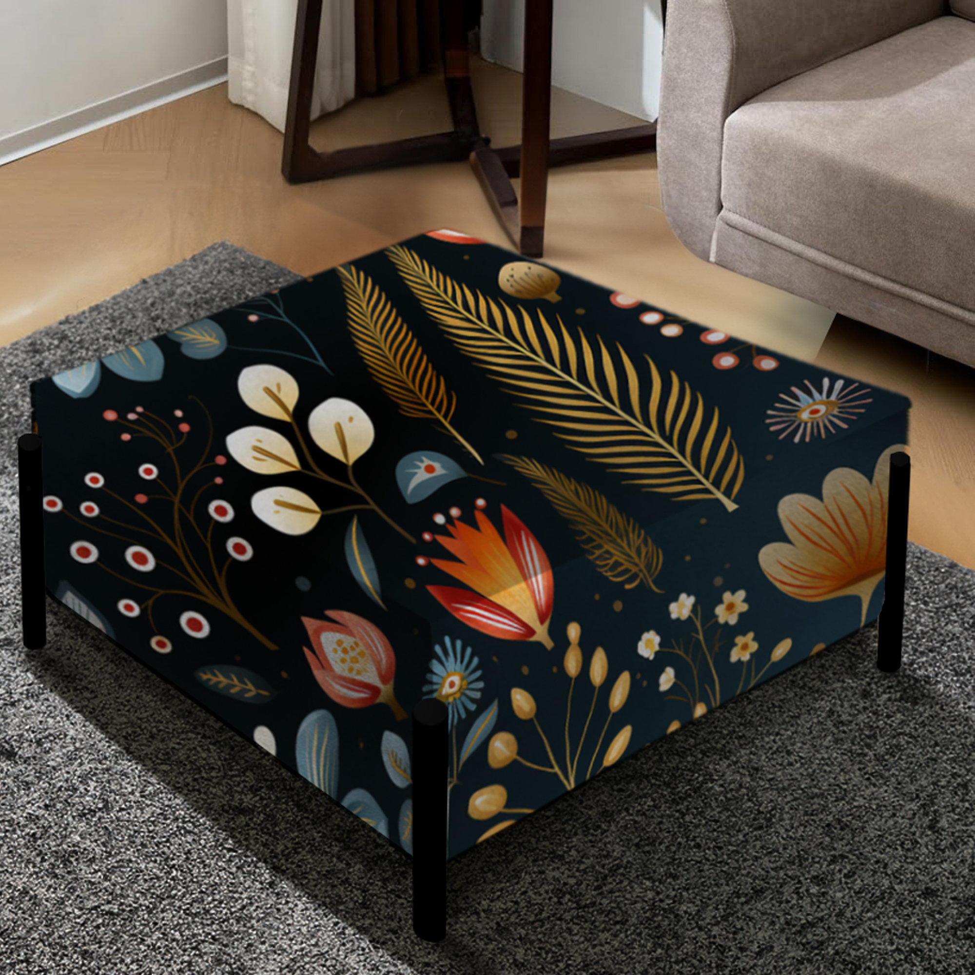 Design Art Scandinavian Yellow And Blue Collage - Botanical Large ...