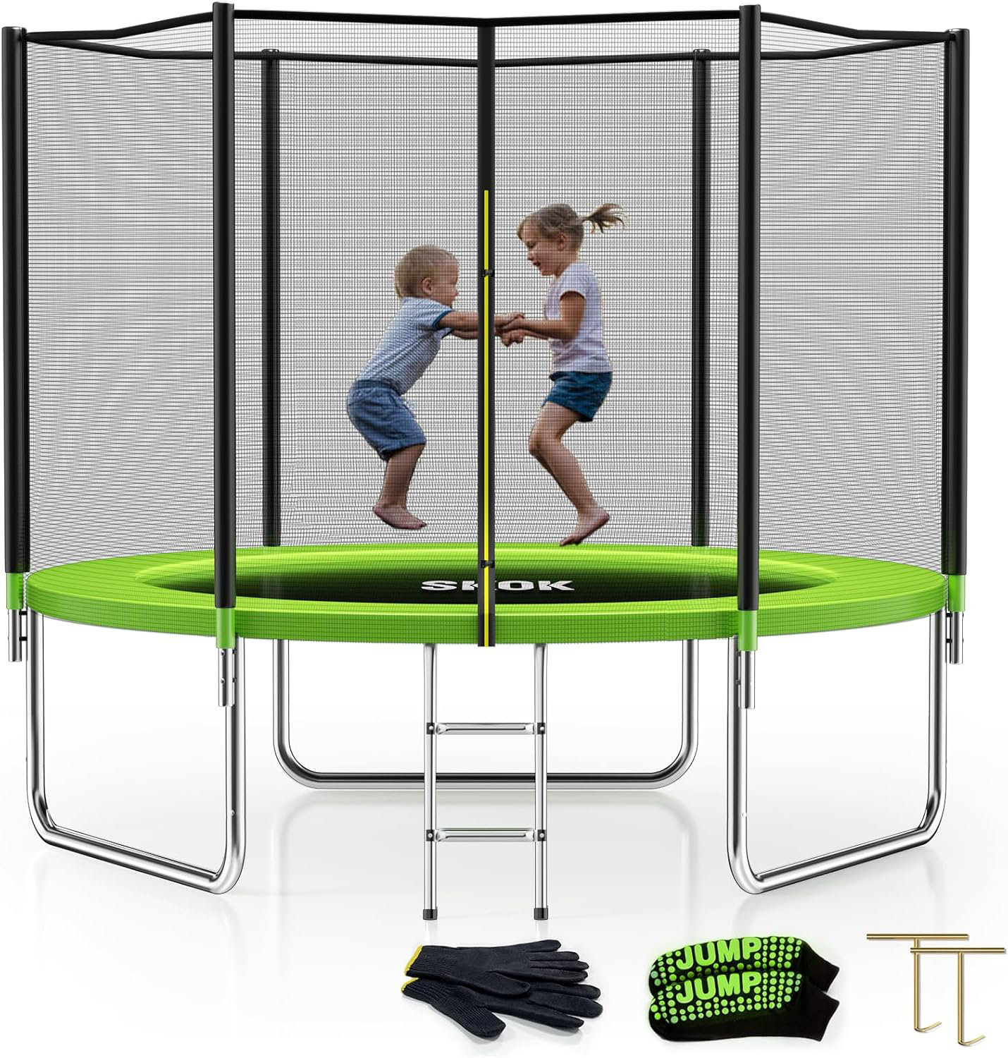 SOSHNA 8FT Trampolines with Enclosure Net, 400LBS Outdoor Trampolines ...