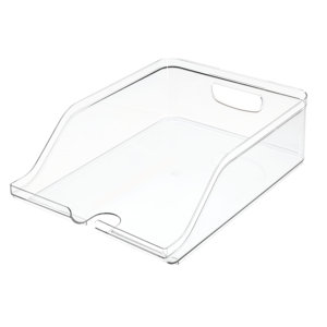 iDesign Crisp Pantry Divided Bin Plastic with Lid, Modular Stacking ...