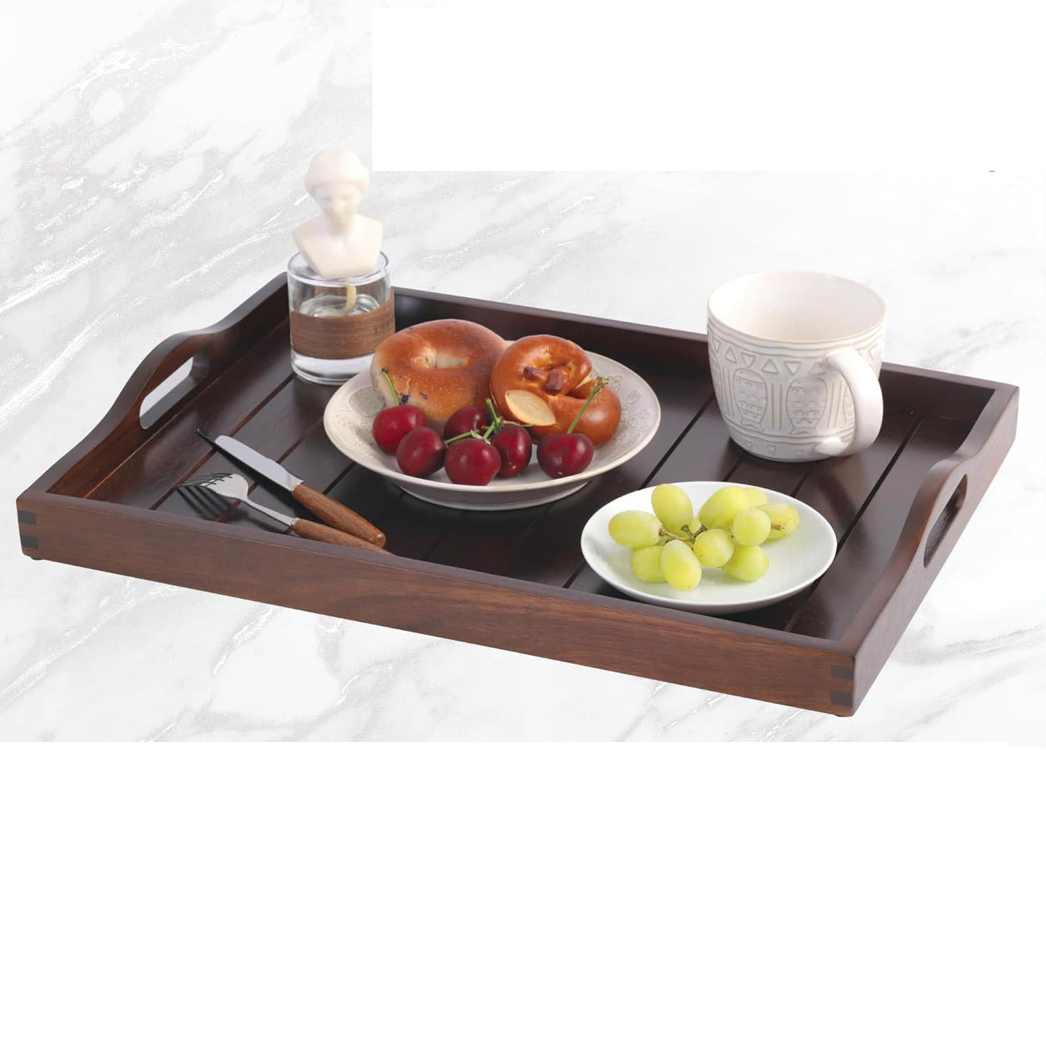 Red Barrel Studio® Living Room Tray, Wooden Tray With Handle, Coffee ...