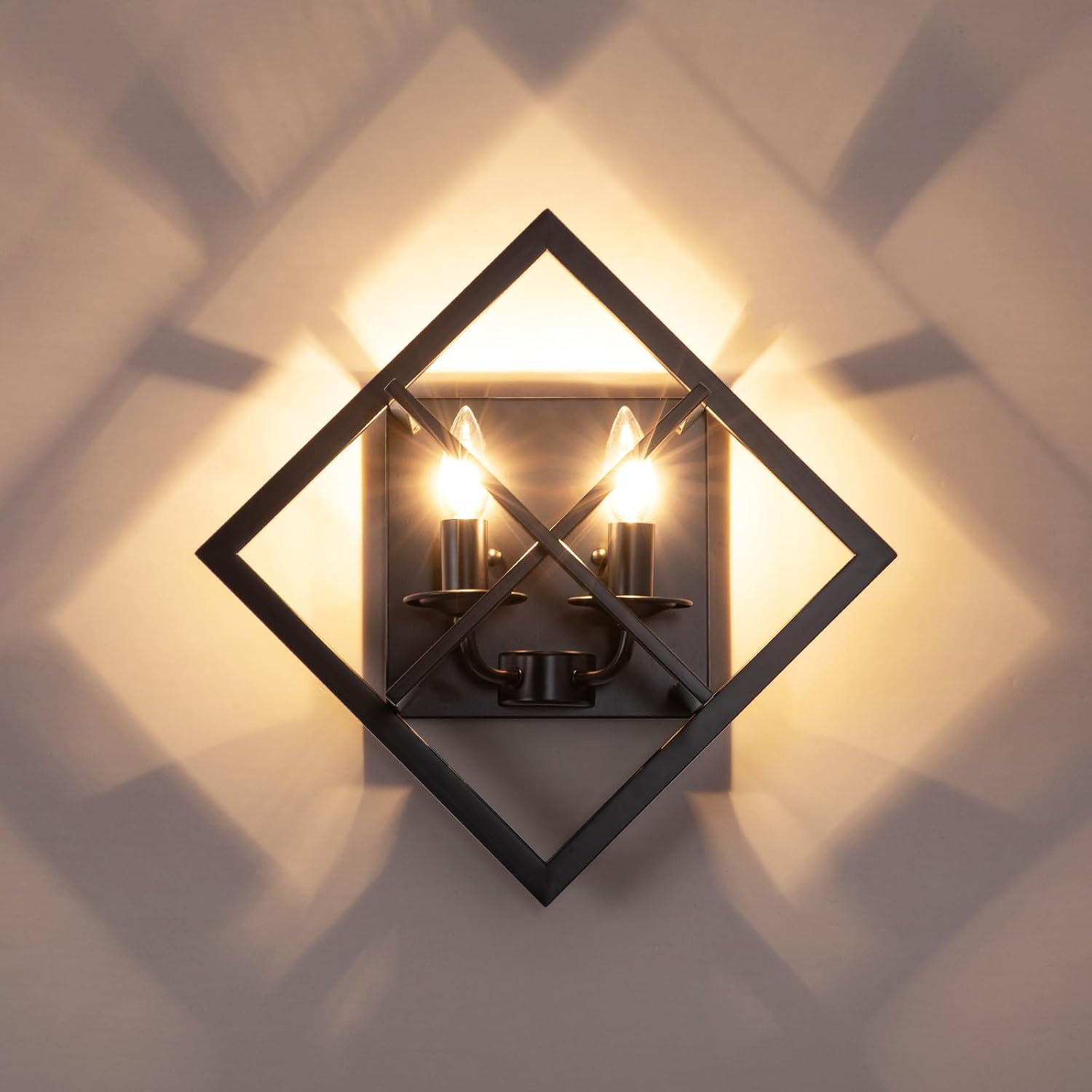 Ebern Designs 2-Light Metal Geometric Wall Lamp | Wayfair