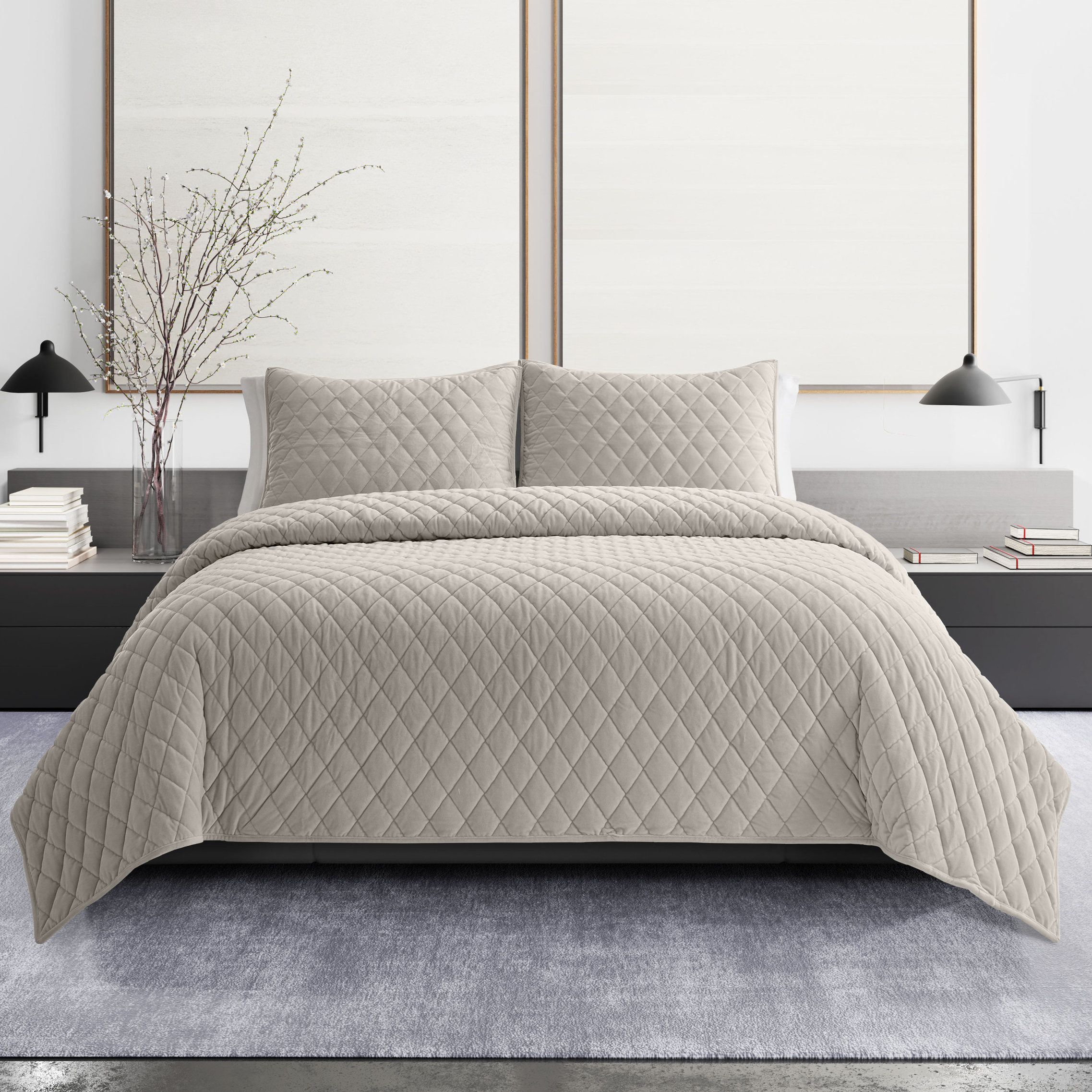Vera Wang Diamond Velvet Quilt Set & Reviews | Wayfair