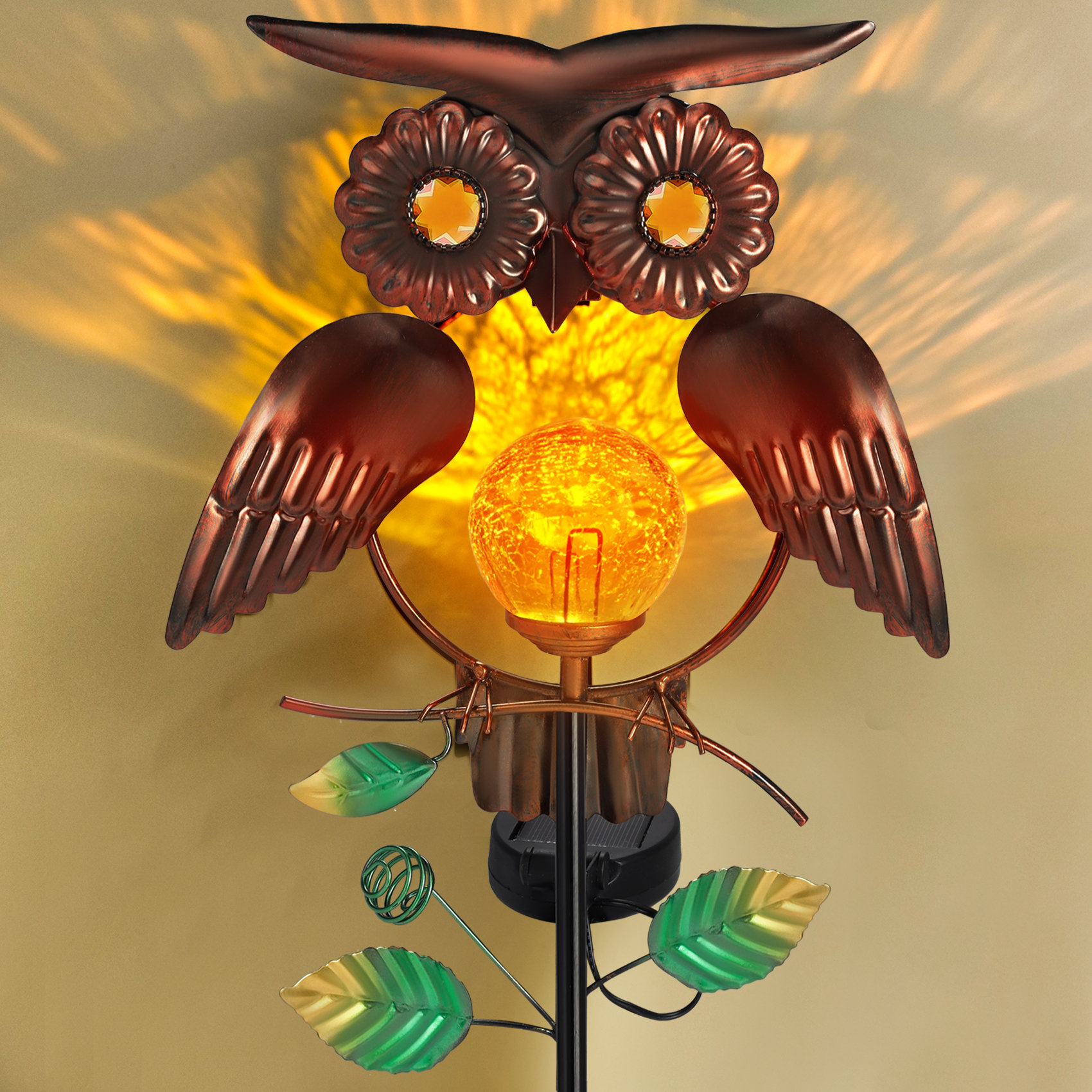 Arlmont & Co. Luma Garden Solar Lights Outdoor Owl Decor Metal Stakes ...