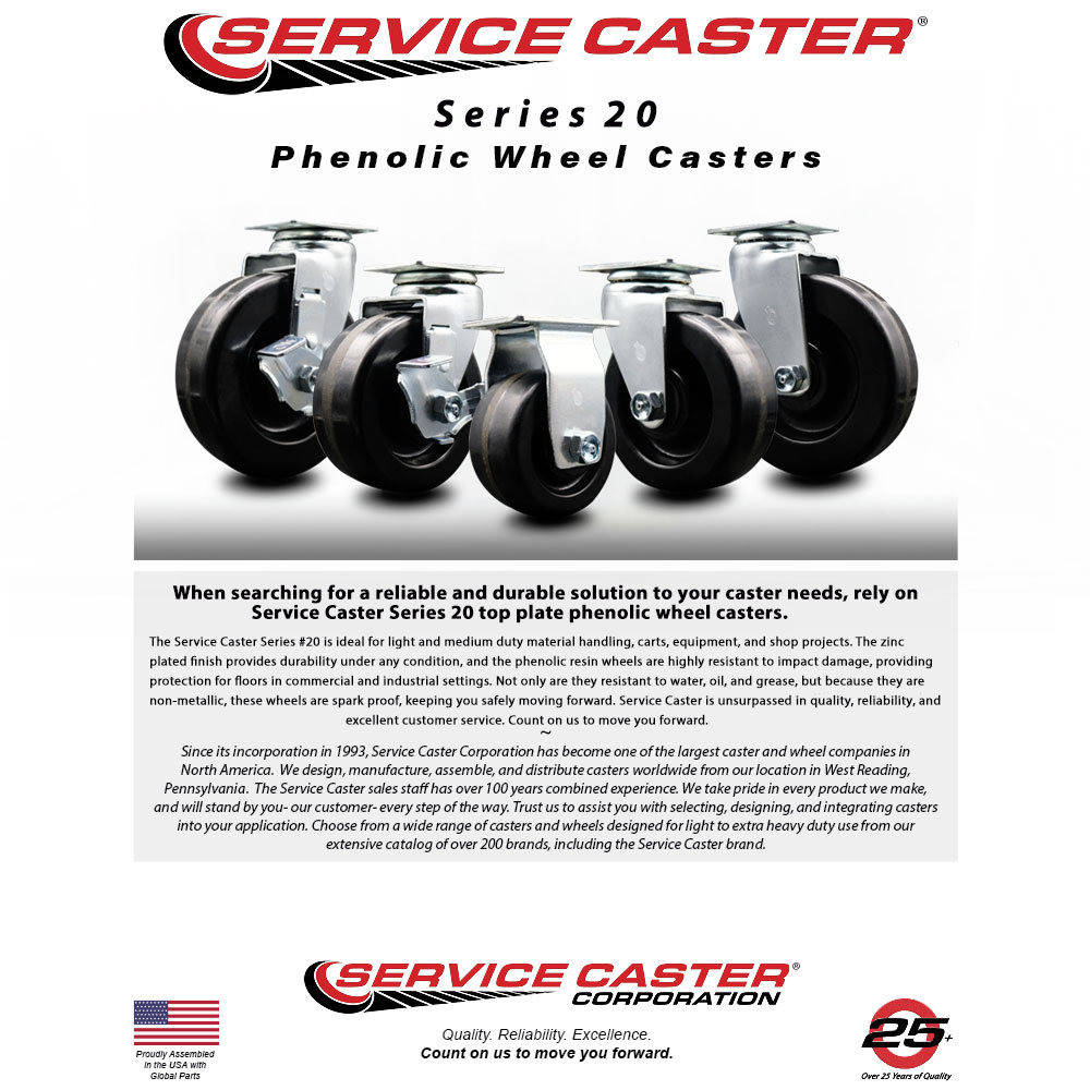 Service Caster Tool Box Caster Wheel Set – 4 Inch Phenolic Swivel ...