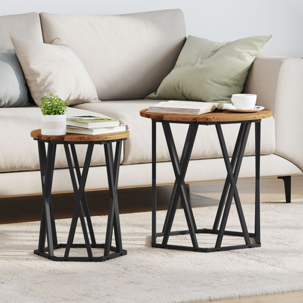 George OliverBlack Oak Wood And Metal Medium Durable Coffee Table ...