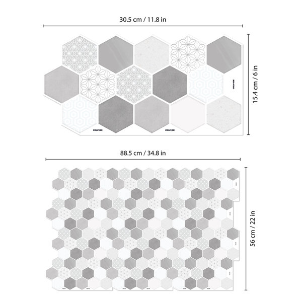 Walplus Honey Hexa 12.1'' W x 6.1'' L Gel Peel and Stick Mosaic Tile ...