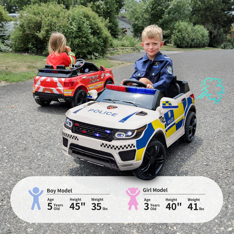 Outfunny Electric Police Car for Kids, 24 Volt Kids Ride on Toys w ...
