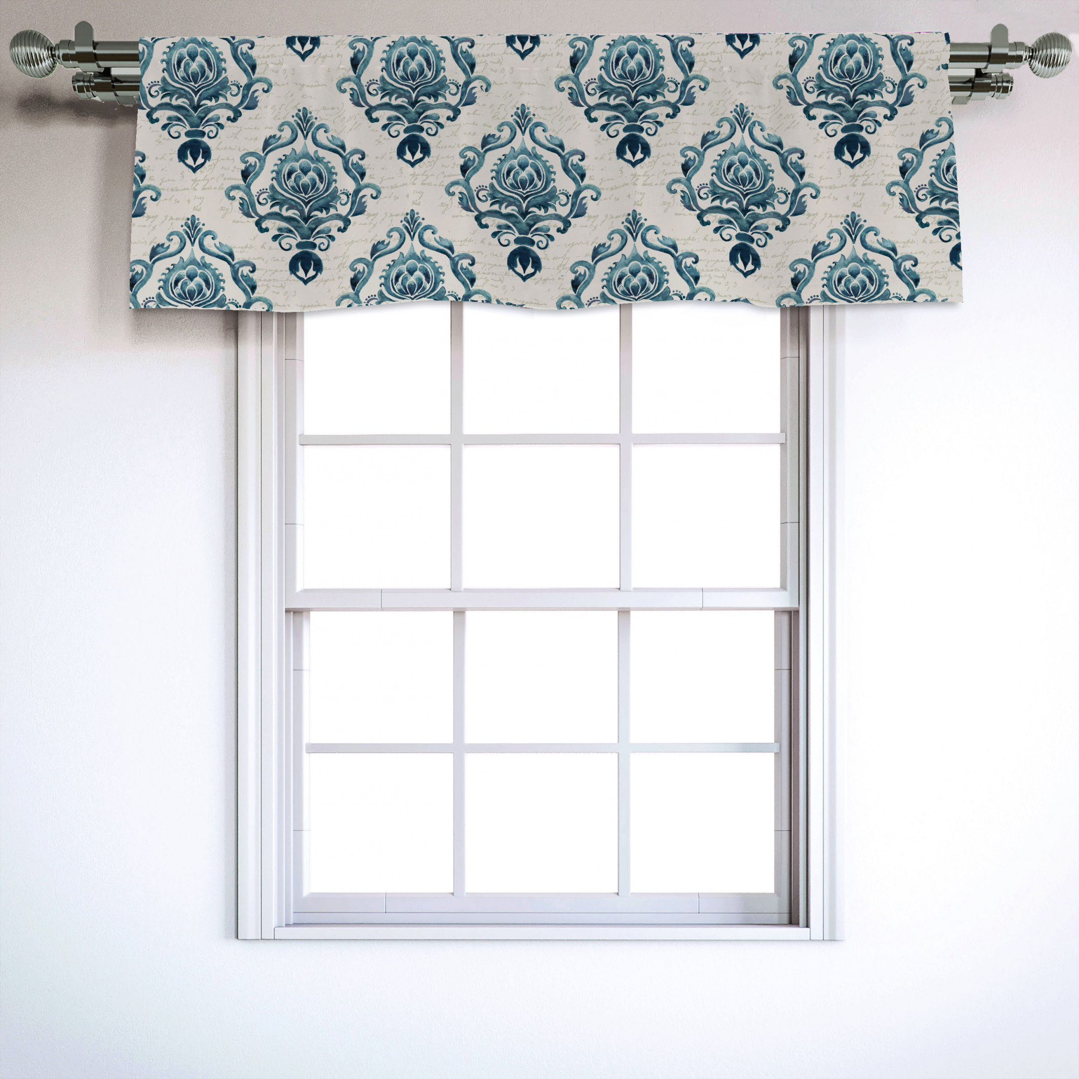 East Urban Home Damask 54" Window Valance | Wayfair