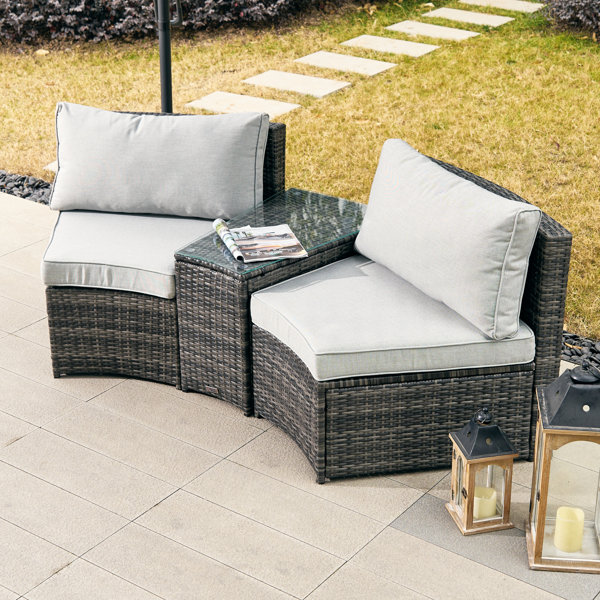 Latitude Run® Apphi 2 - Person Outdoor Steel Wicker Conversation Set ...