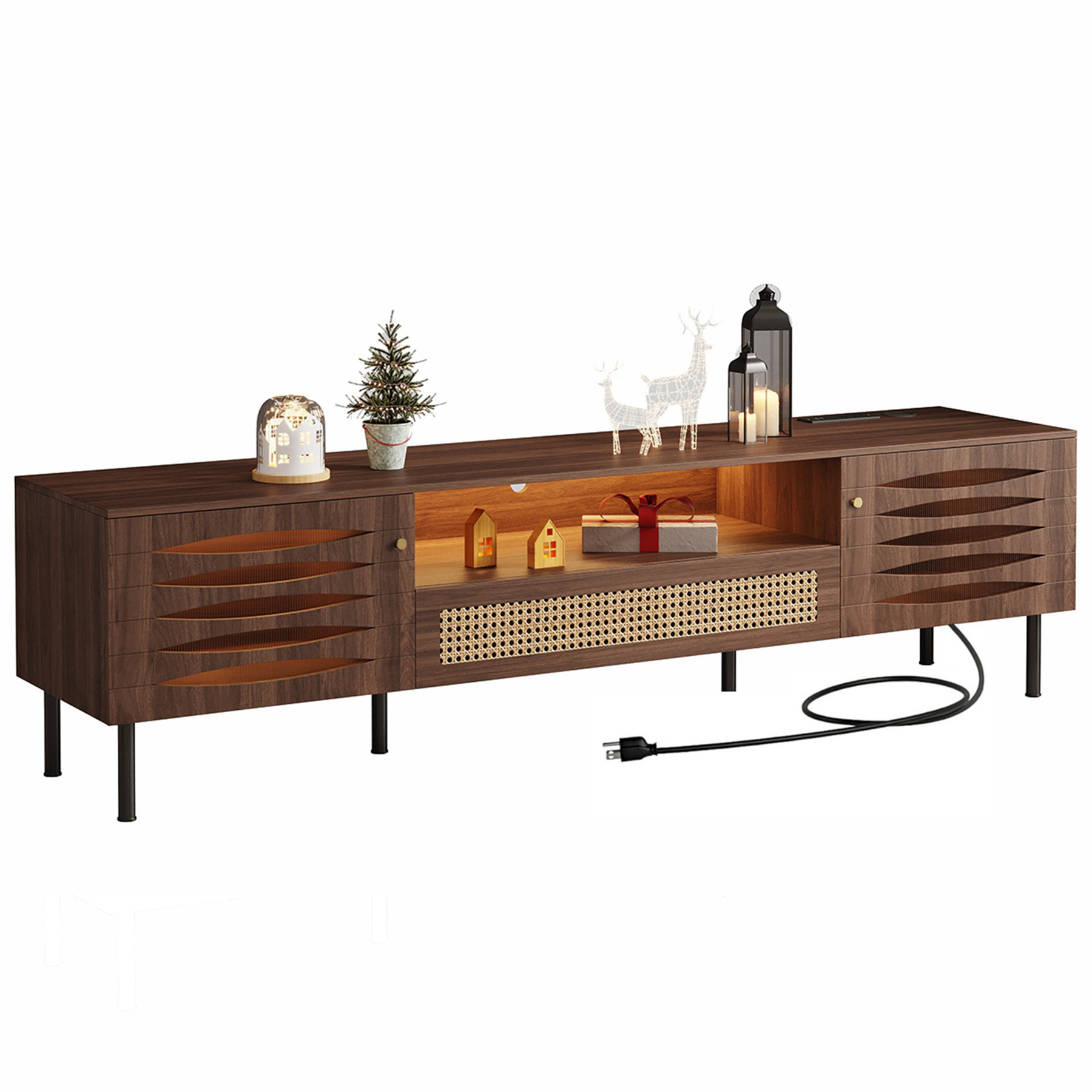 Dmond Mid-Century Modern Media Console with 2 Cabinets. | Wayfair