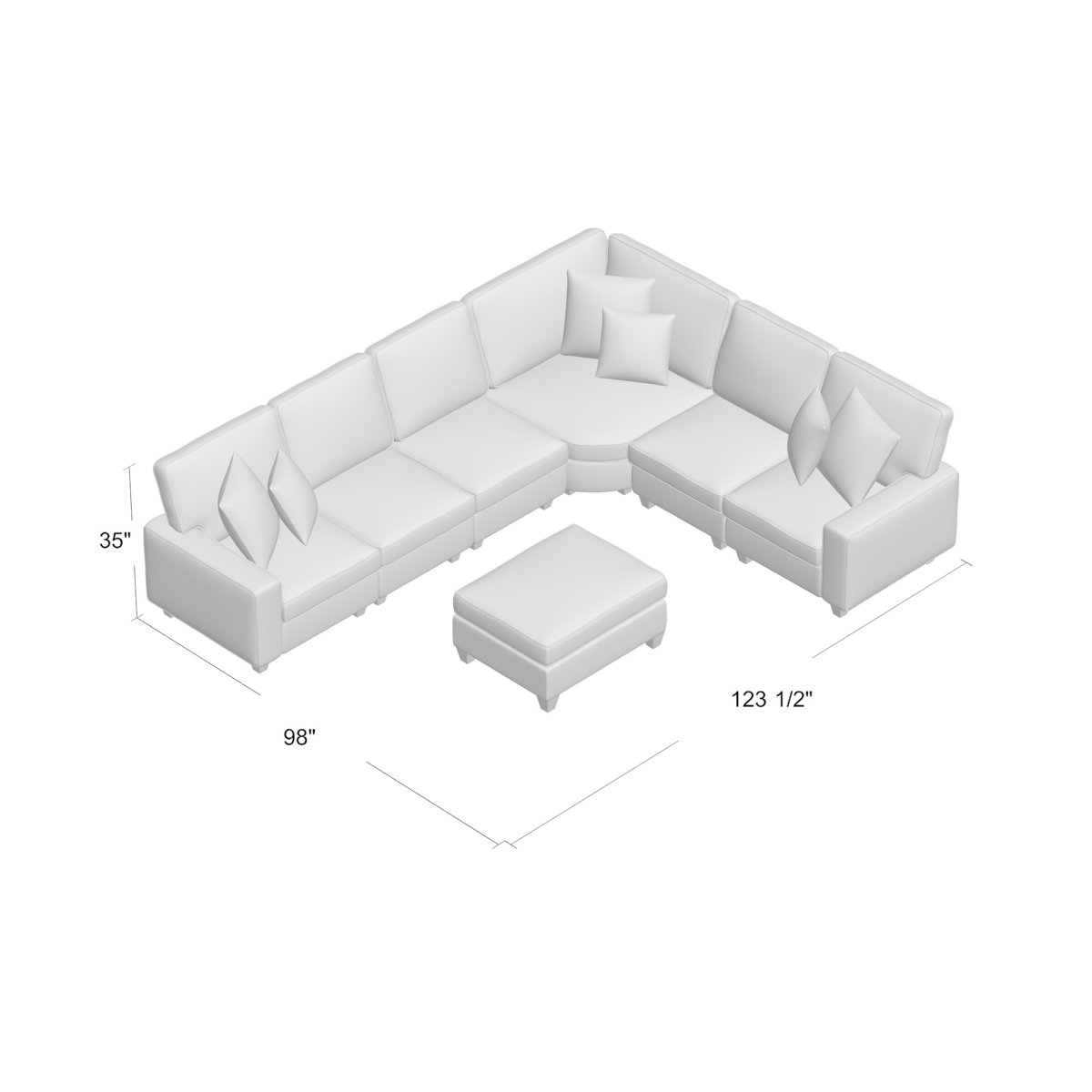 Latitude Run® Samual 123.5" Wide Reversible Modular Corner Sectional ...
