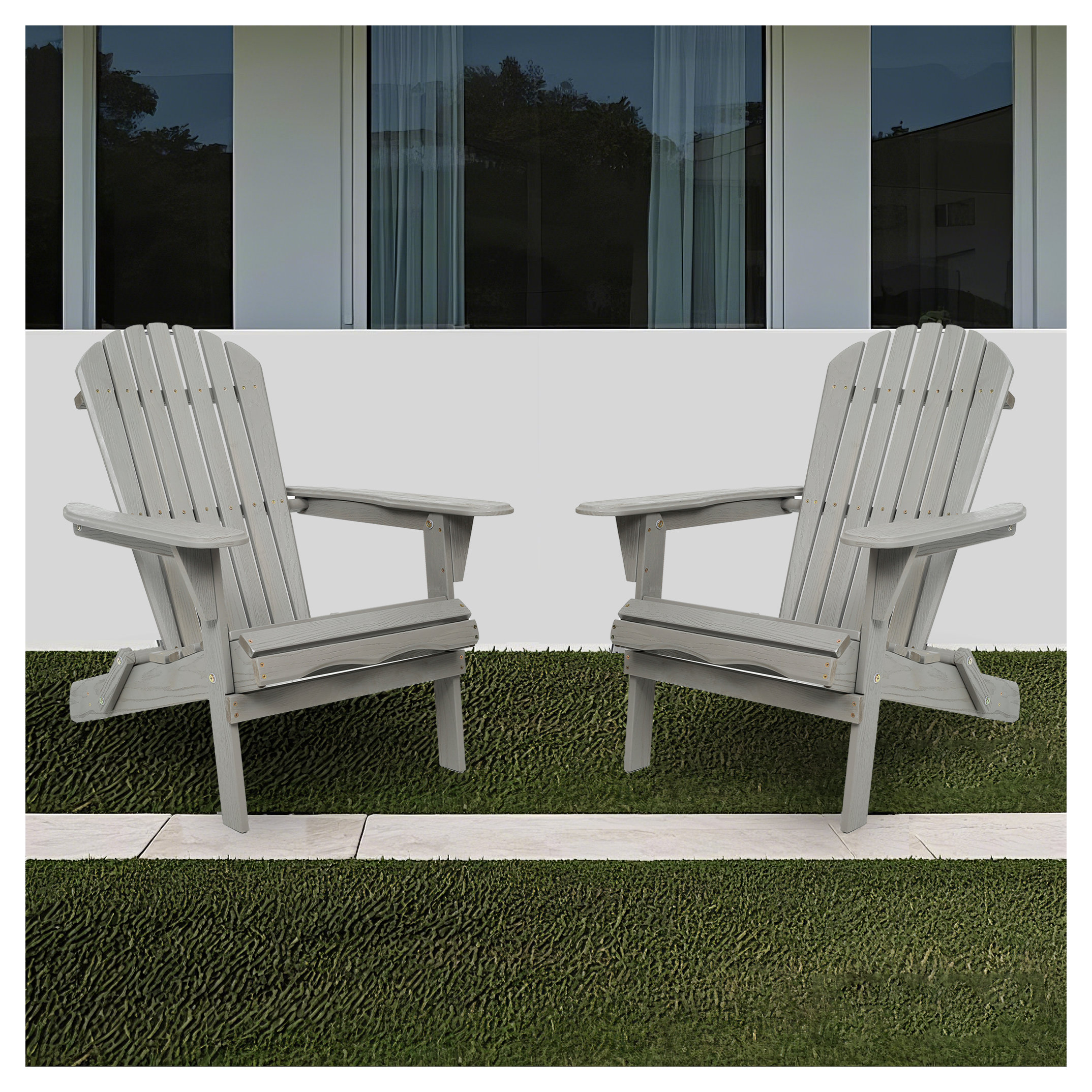 Rosecliff Heights Set of 2 Outdoor Folding Adirondack Chairs ...