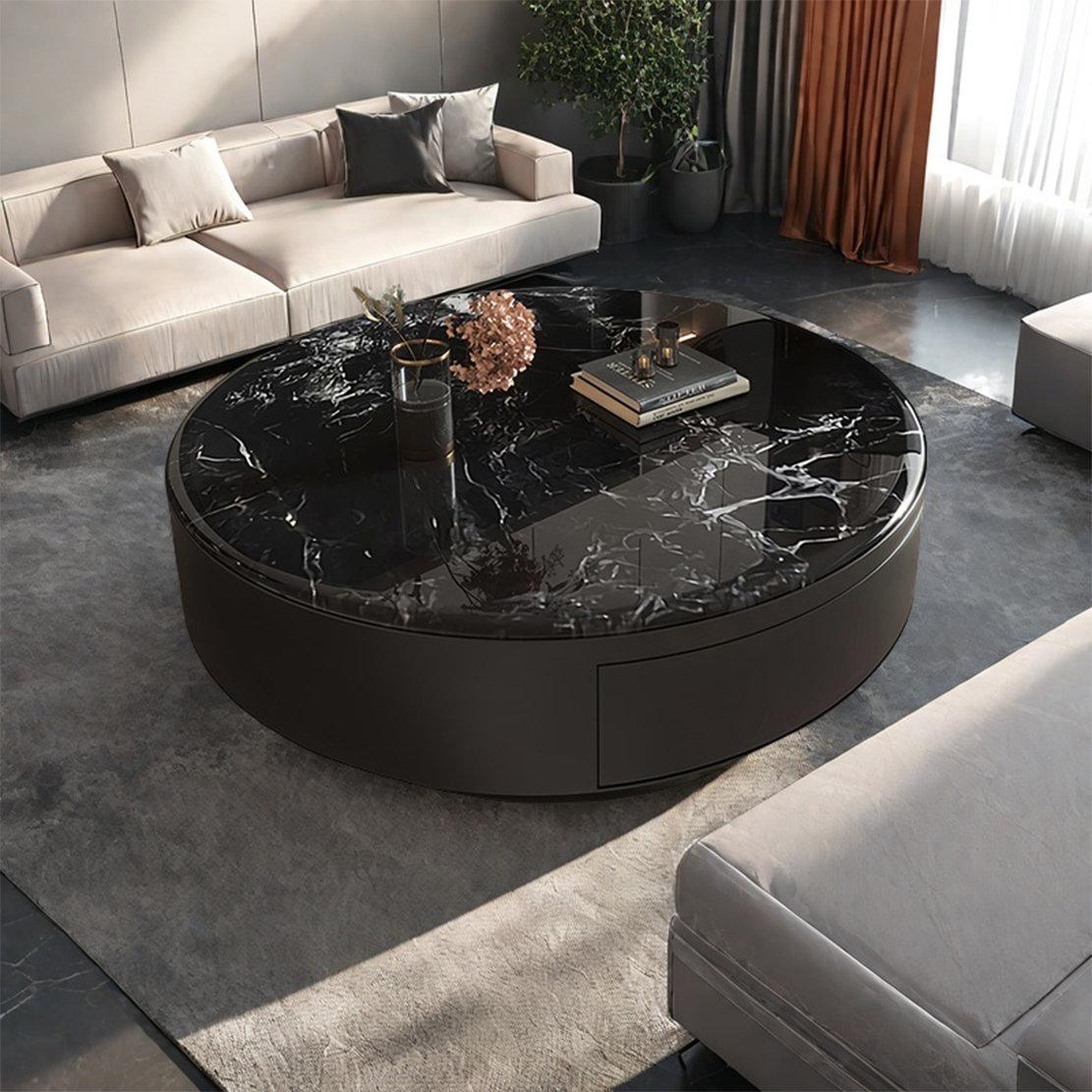 Trentastic Trails Round supercrystalline stone coffee table | Wayfair