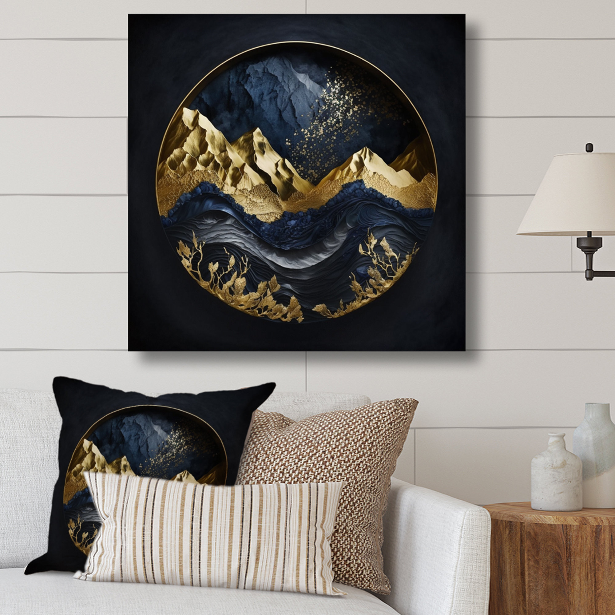 Mercer41 Brevyn Gold Frosted River And Mountain II | Wayfair