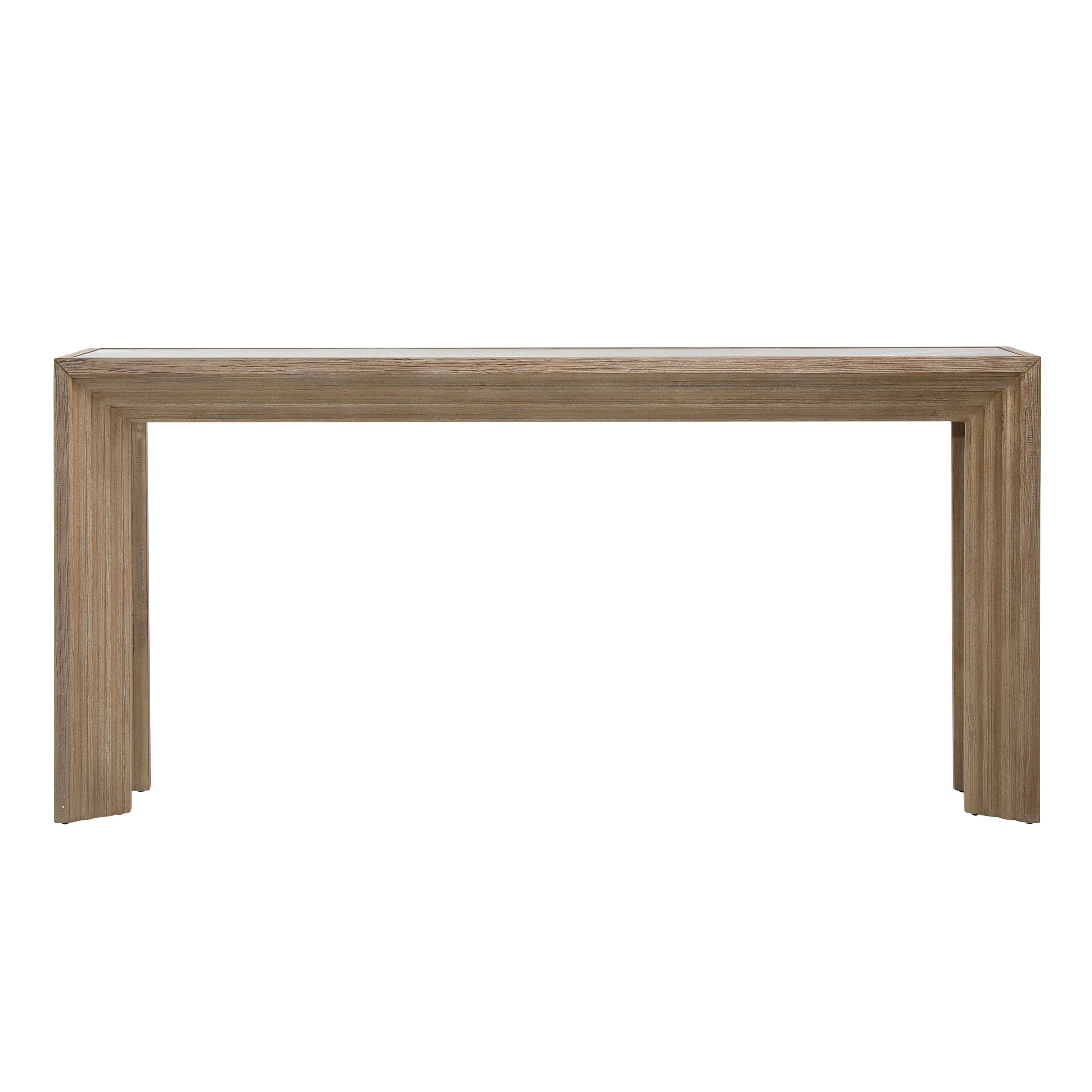 Joss & Main Cleo 68" Wide Pine Wood Console Table w/ Glass Top, Light ...