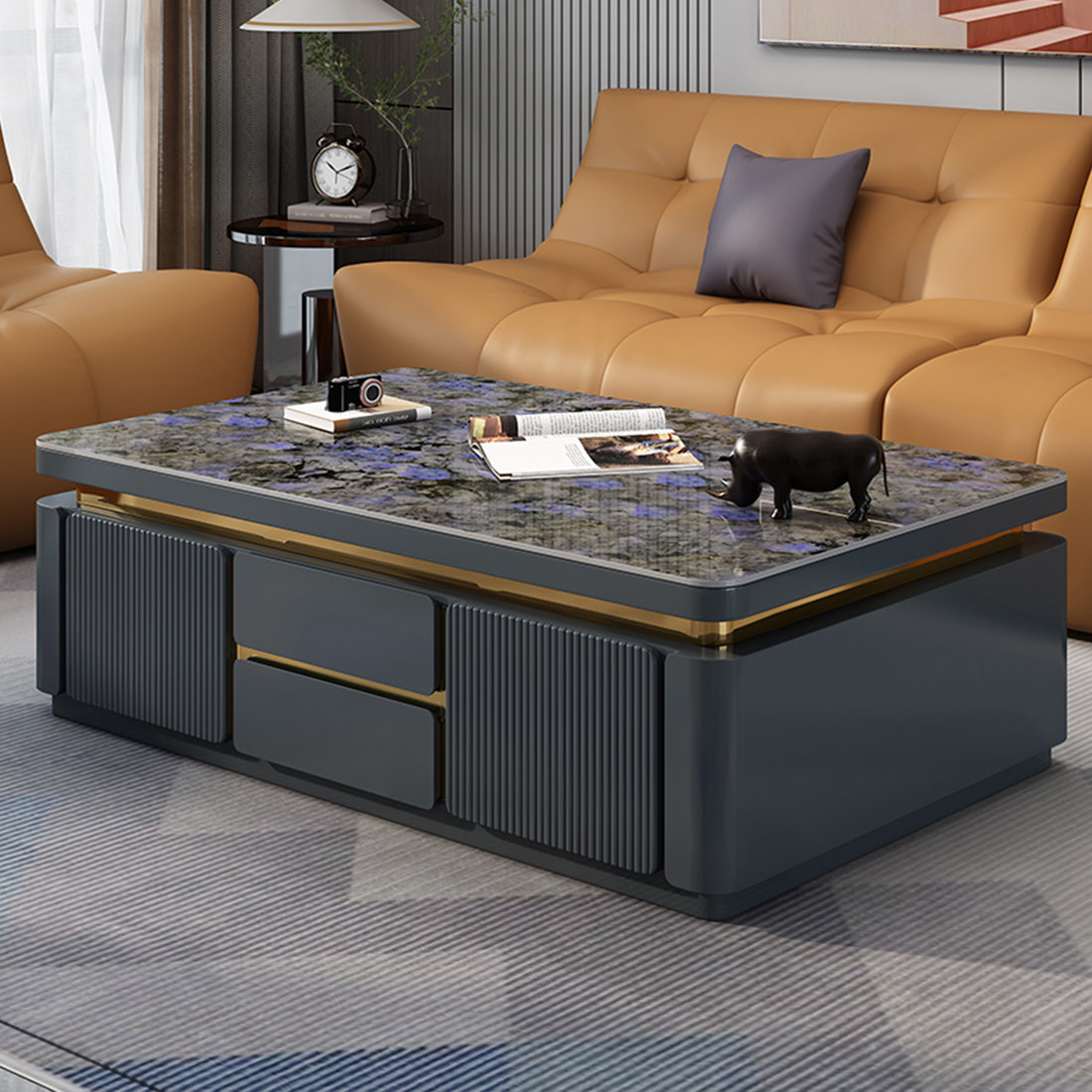 Mercer41 Table basse avec de nombreux armoires et tiroirs de rangement ...